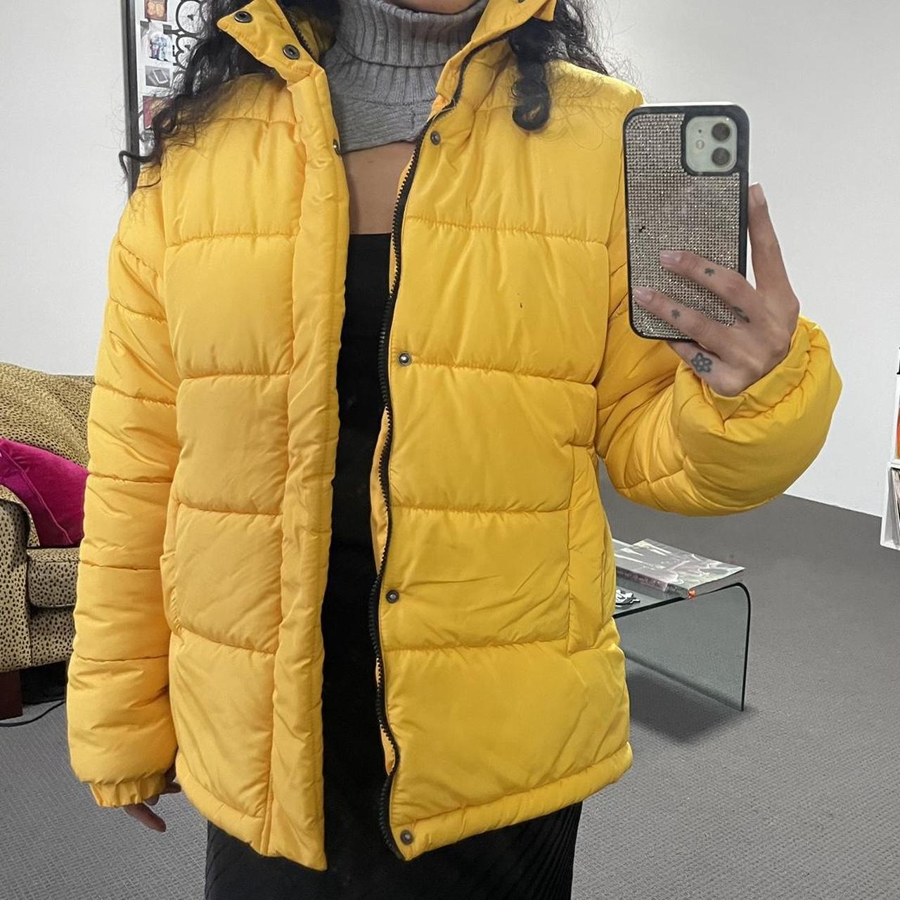 Long line yellow puffer jacket. Super cosy and... - Depop