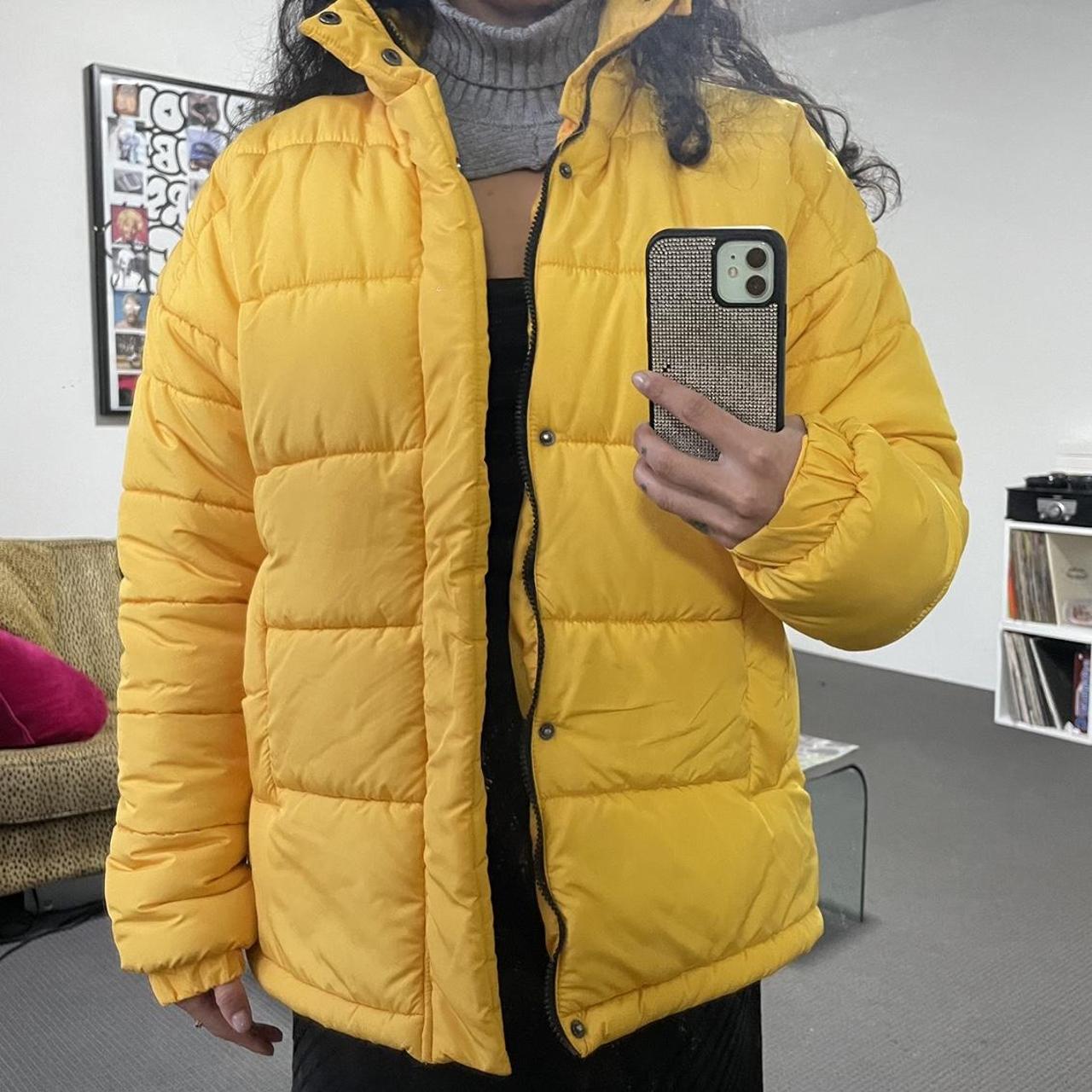 Long line yellow puffer jacket. Super cosy and... - Depop