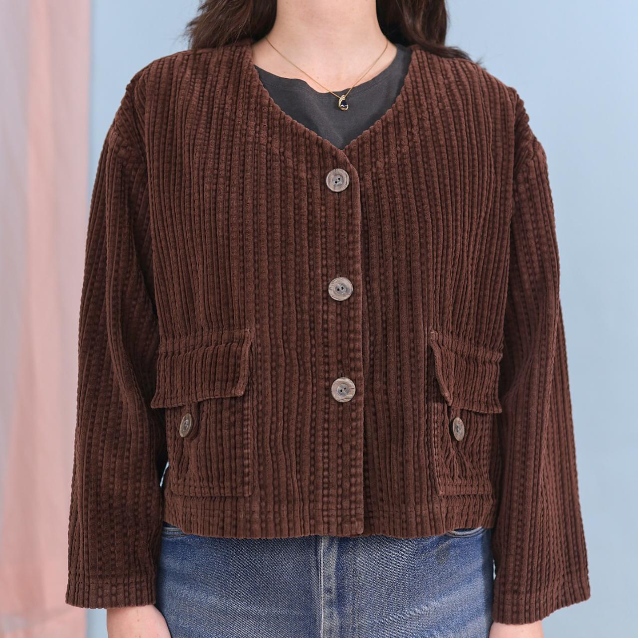 Cropped Brown Chenille Coat Brand: J Jill Era:... - Depop