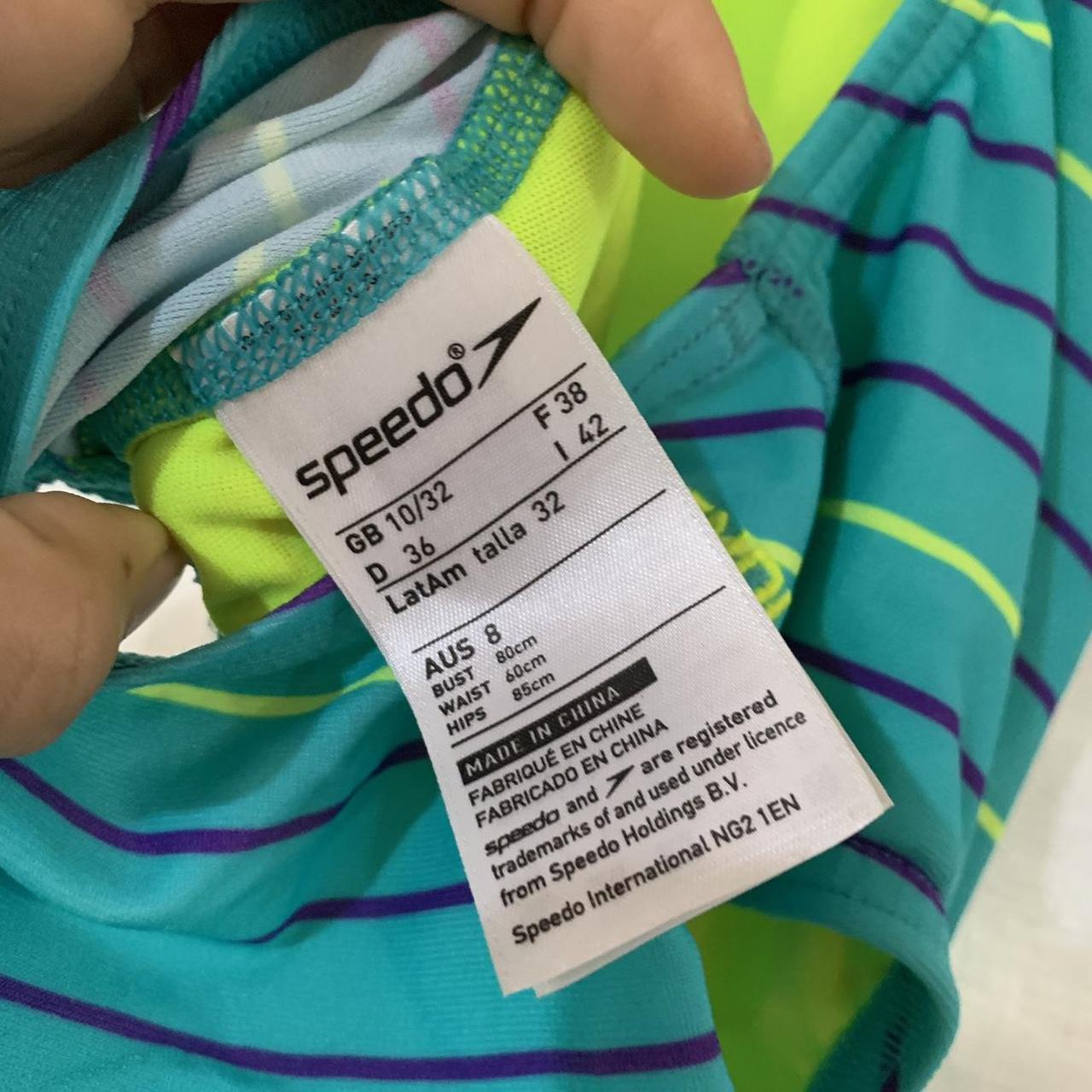 Speedo green striped one piece swimsuit In great... - Depop