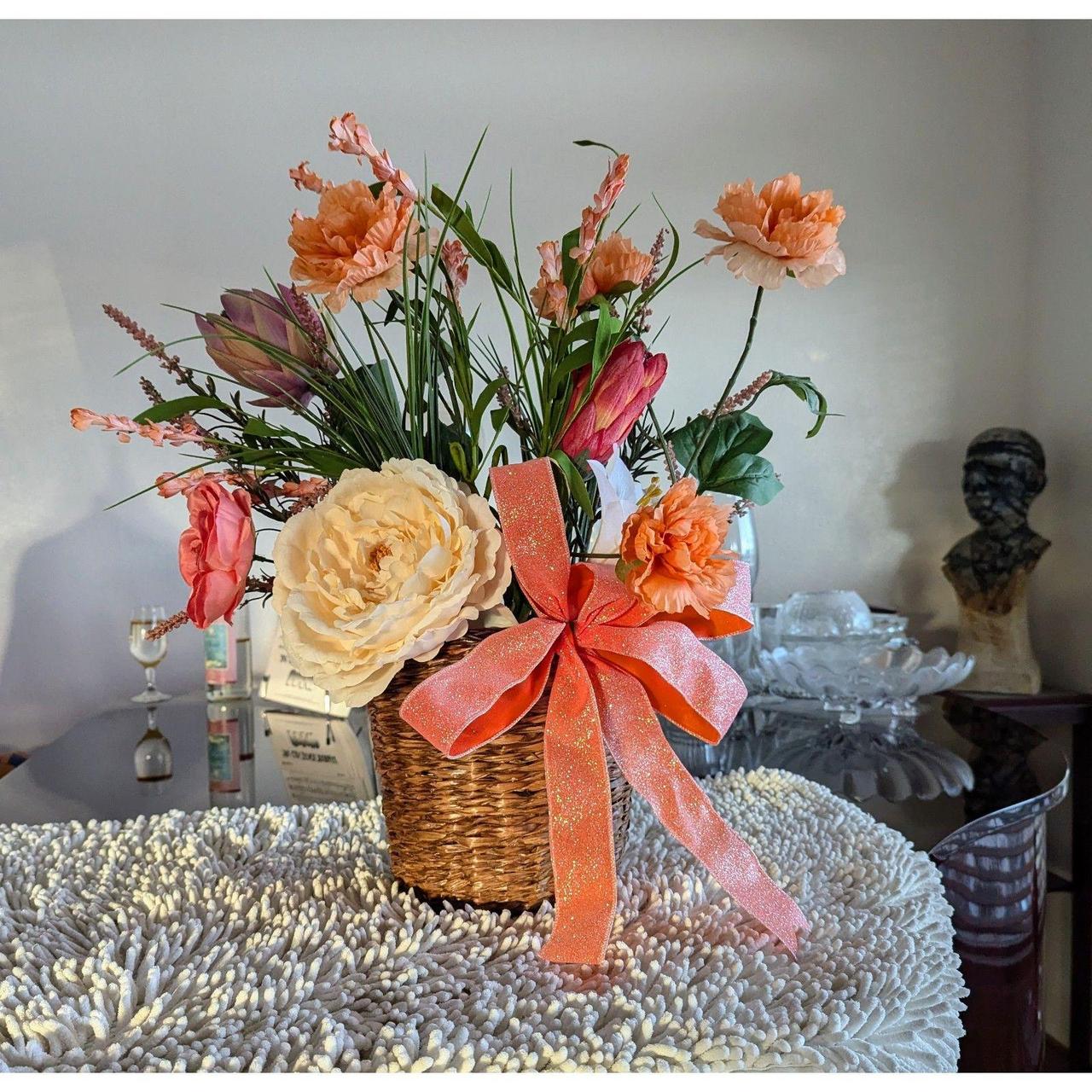 Flat Back basket full of gorgeous Spring Flowers and... | Depop