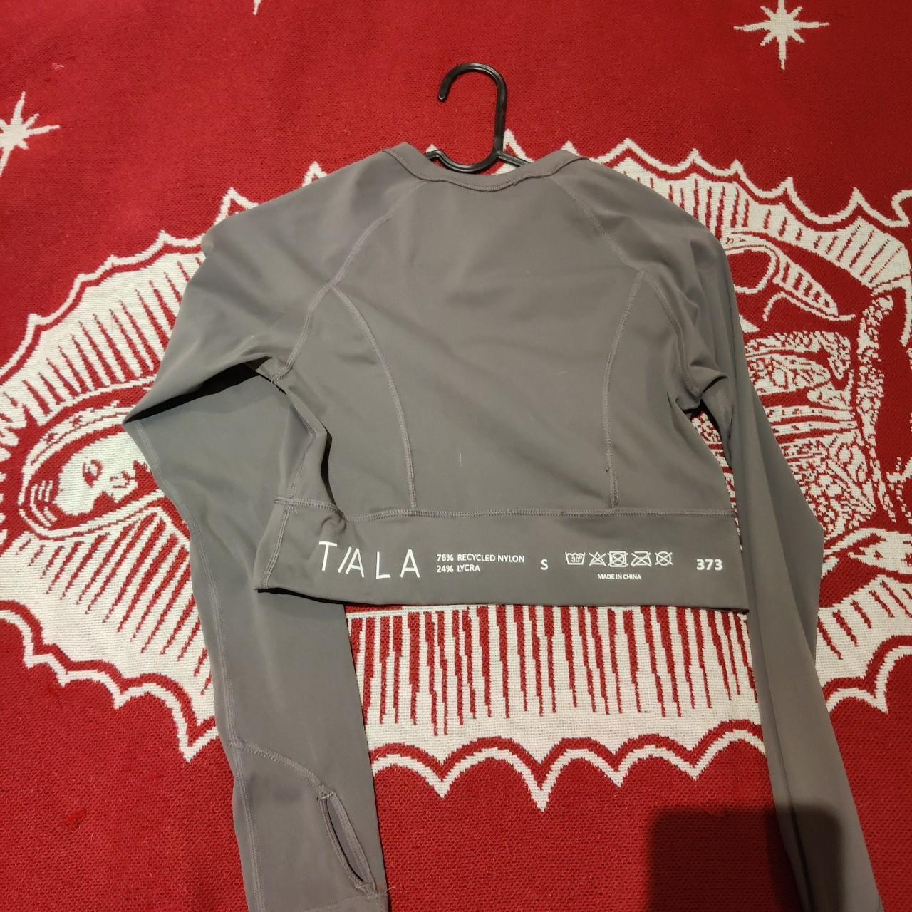 tala long sleeve gym crop top dark grey - Depop