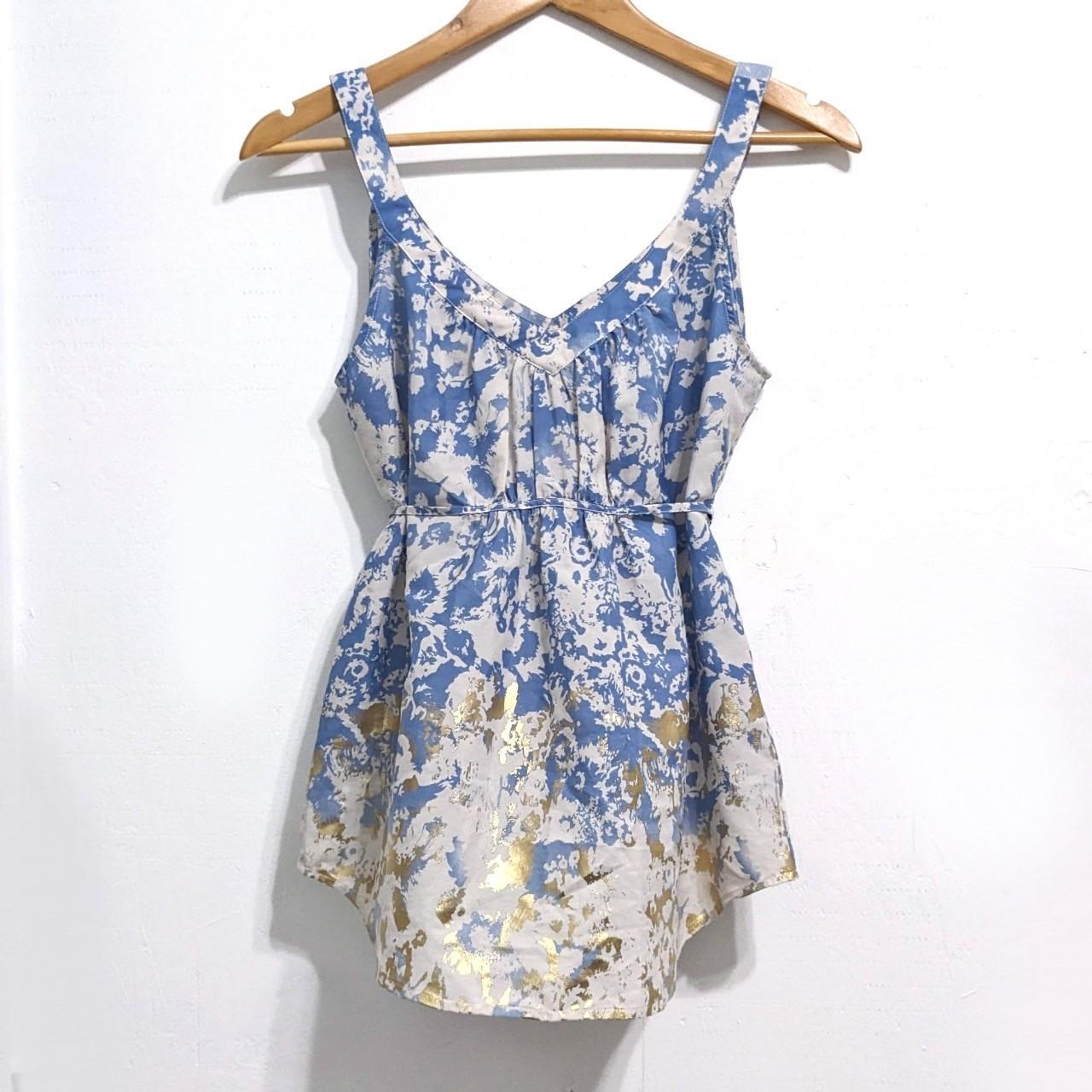 Ecote Urban Outfitters Tank Top Blouse Blue White... - Depop