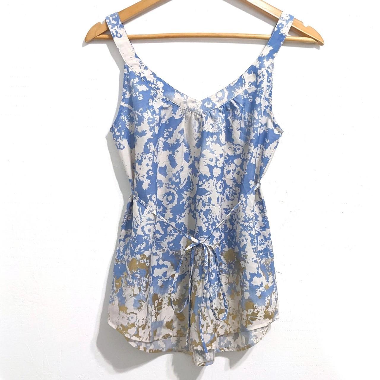 Ecote Urban Outfitters Tank Top Blouse Blue White... - Depop