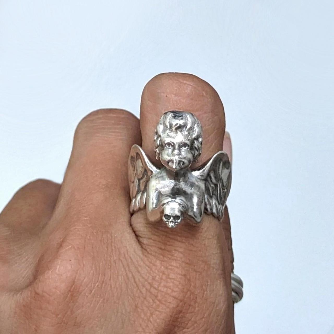 Sterling silver ring Hard jewelry angel of... - Depop