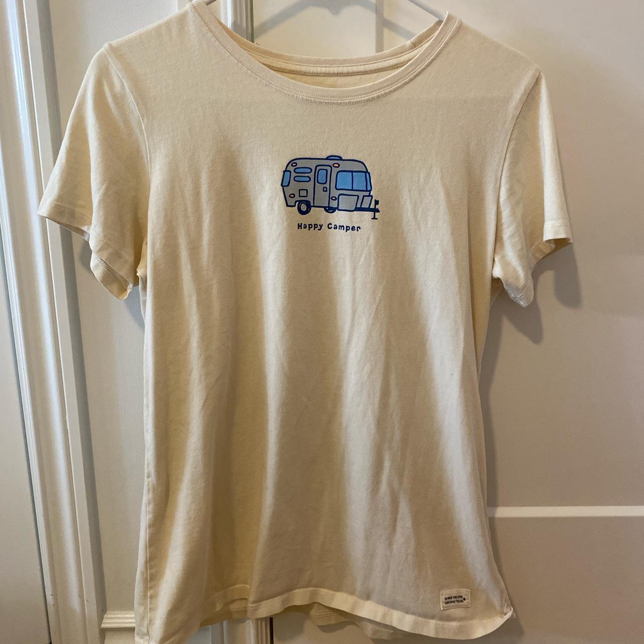 Life Is Good Happy Camper Cream Relaxed Graphic Tee... - Depop