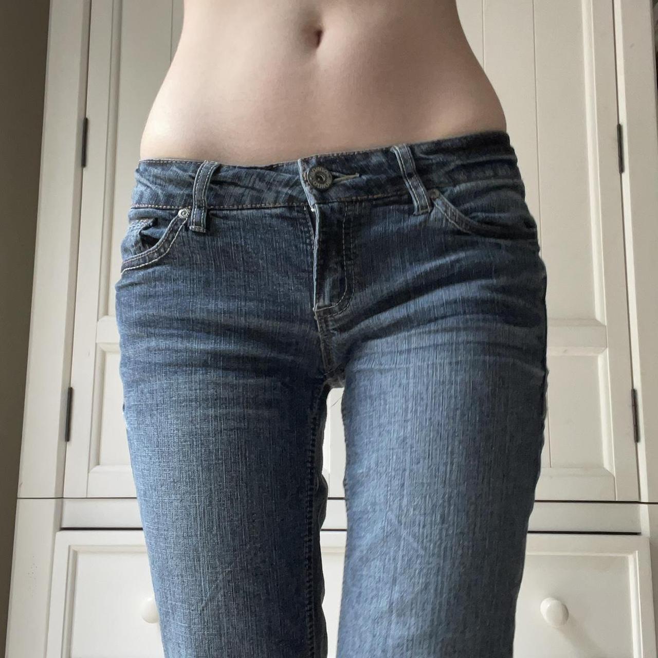 Bell bottom/ Boot cut/ flare dark wash denim low... | Depop