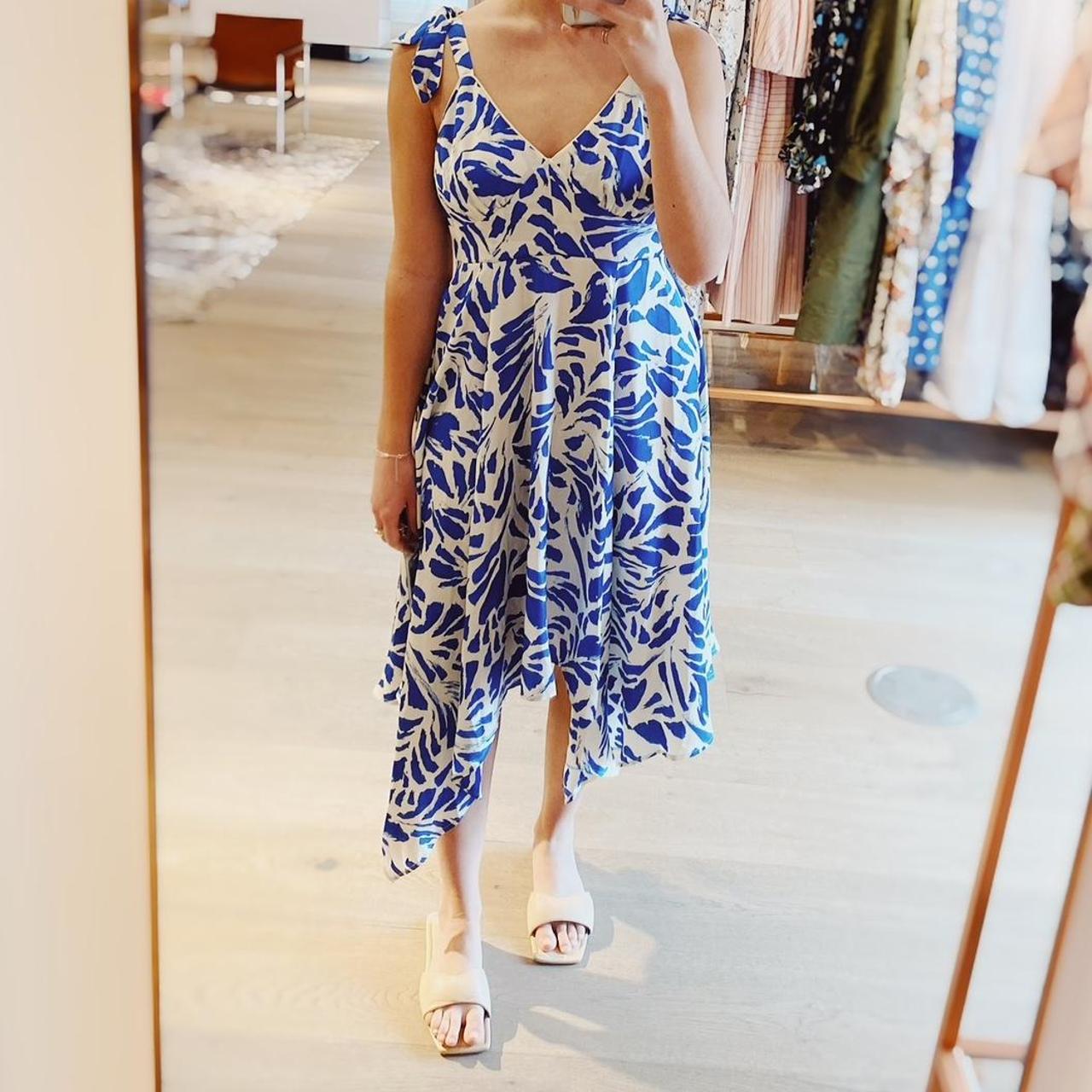 Alexis Women's Navy and White Dress | Depop