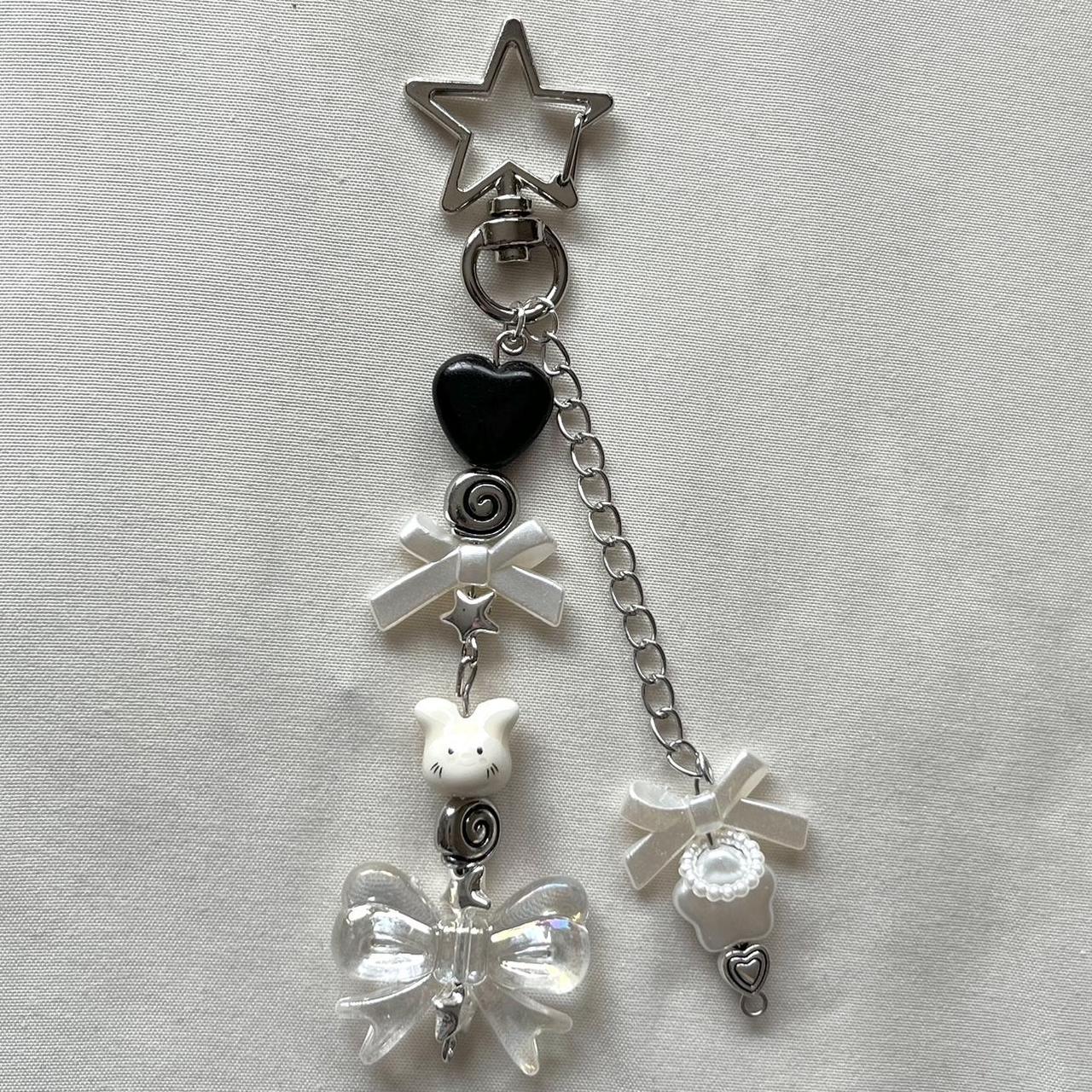 ˗ˏˋbow bunnies´ˎ˗ ￫ silver star keychain with two... | Depop