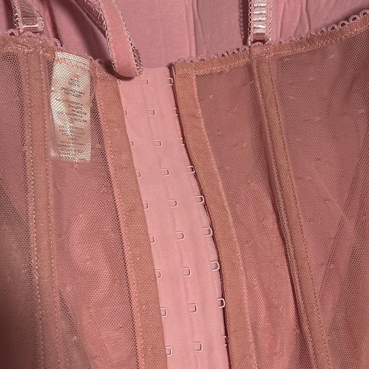 vintage pink corset w mesh and lace and bows 🎀 size... - Depop