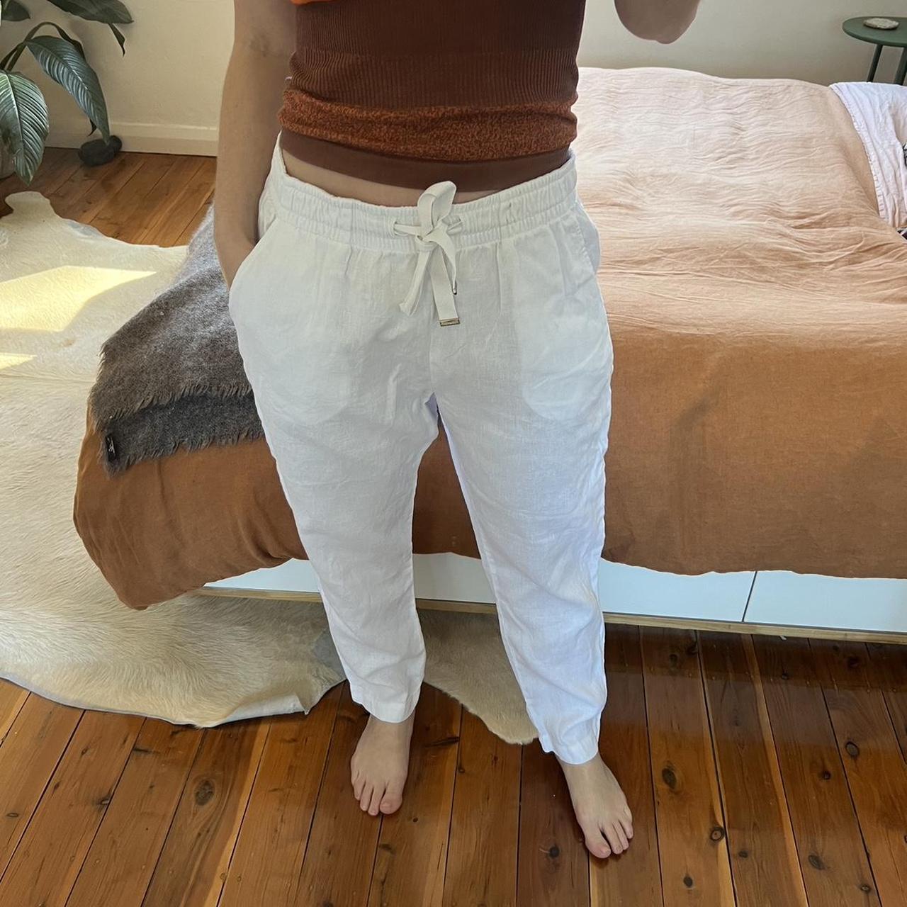 Venroy linen white pants. Size M. Great condition... - Depop
