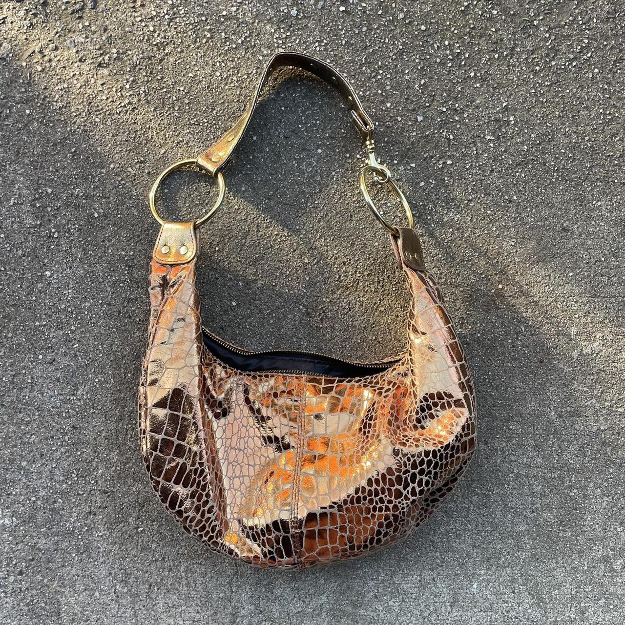 y2k gold brown mini shoulder hobo bag -apt. 9, funky... | Depop