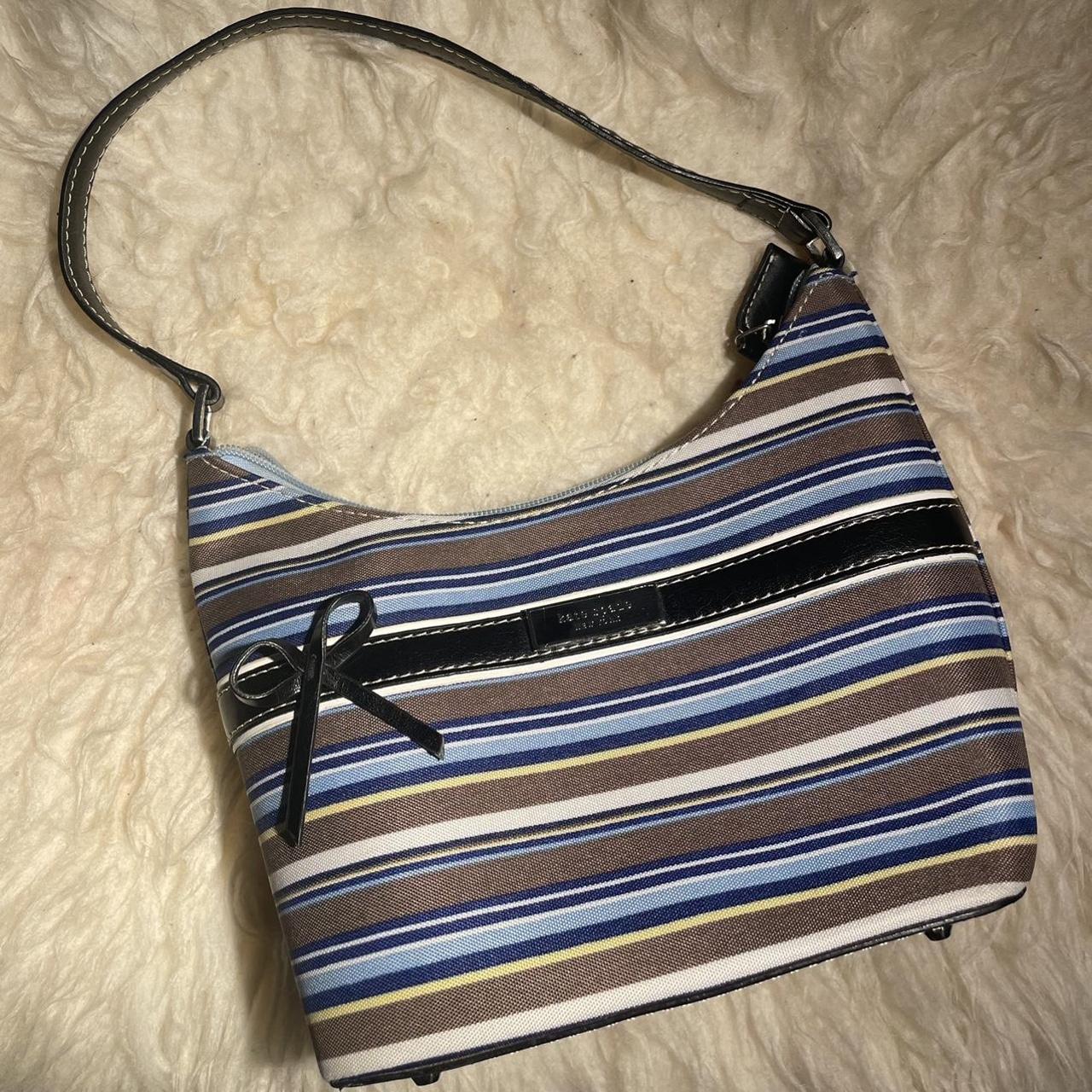 Blue and gray striped 90s vintage Kate Spade... - Depop