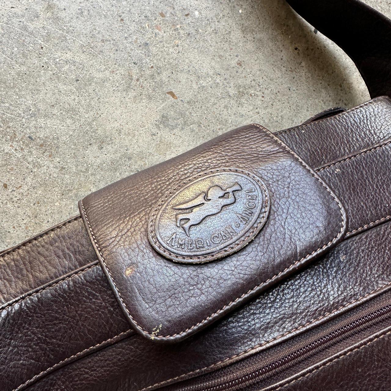 “American Angel” Dark Brown Leather Messenger... - Depop