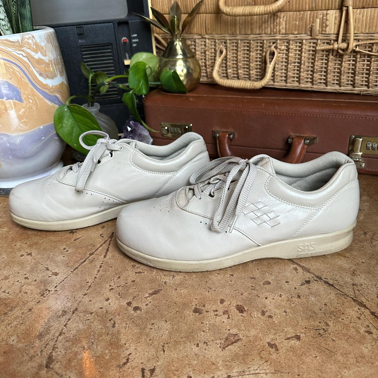 80s Beige Leather “SAS” Sneakers 80s beige leather... - Depop