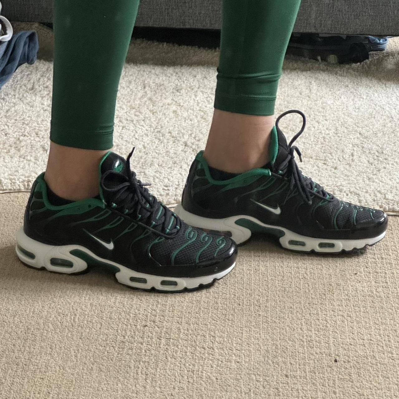 Nike TunedNike TN Black white and malachite green -... - Depop