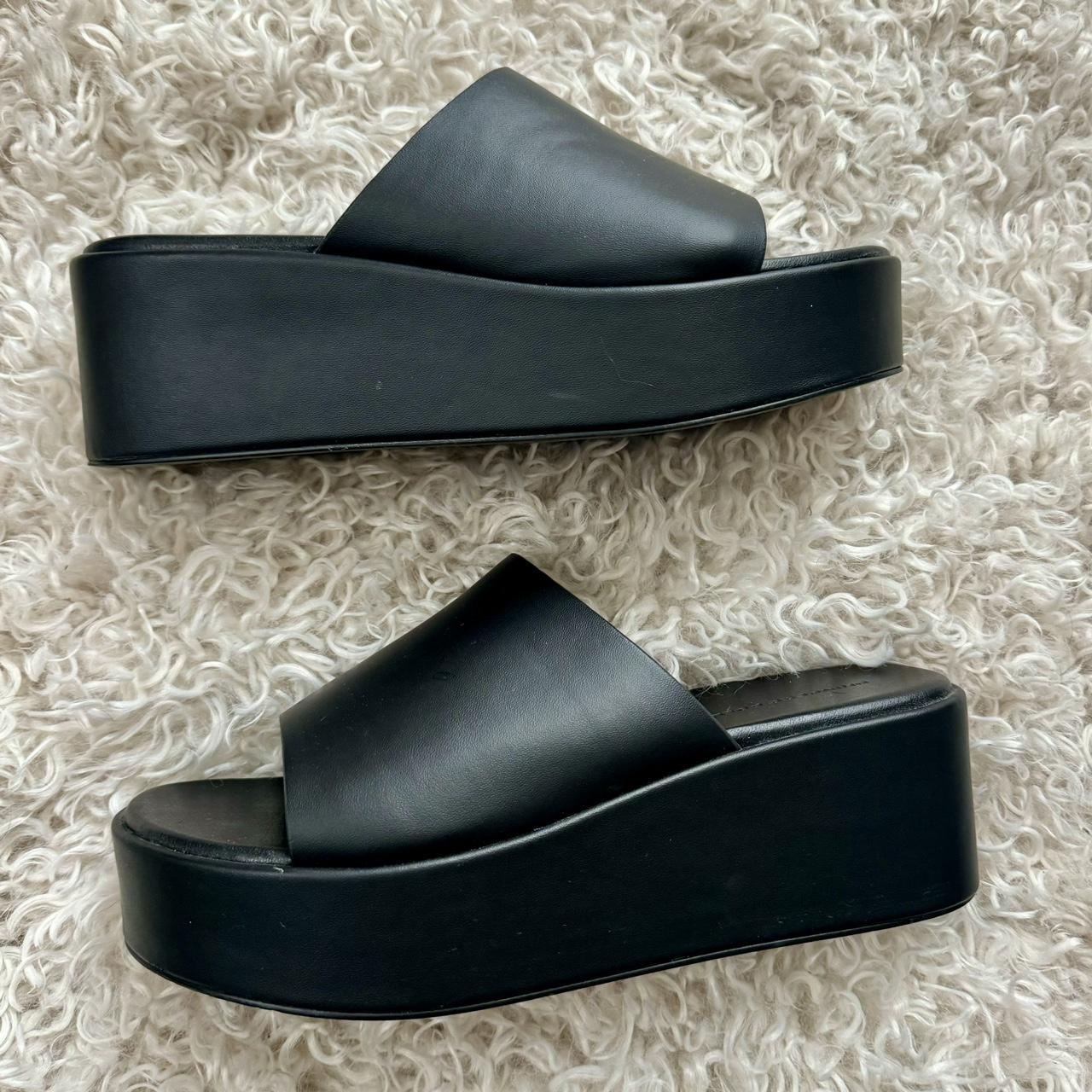 Princess Polly platform slides black Size 10 Wrong... | Depop