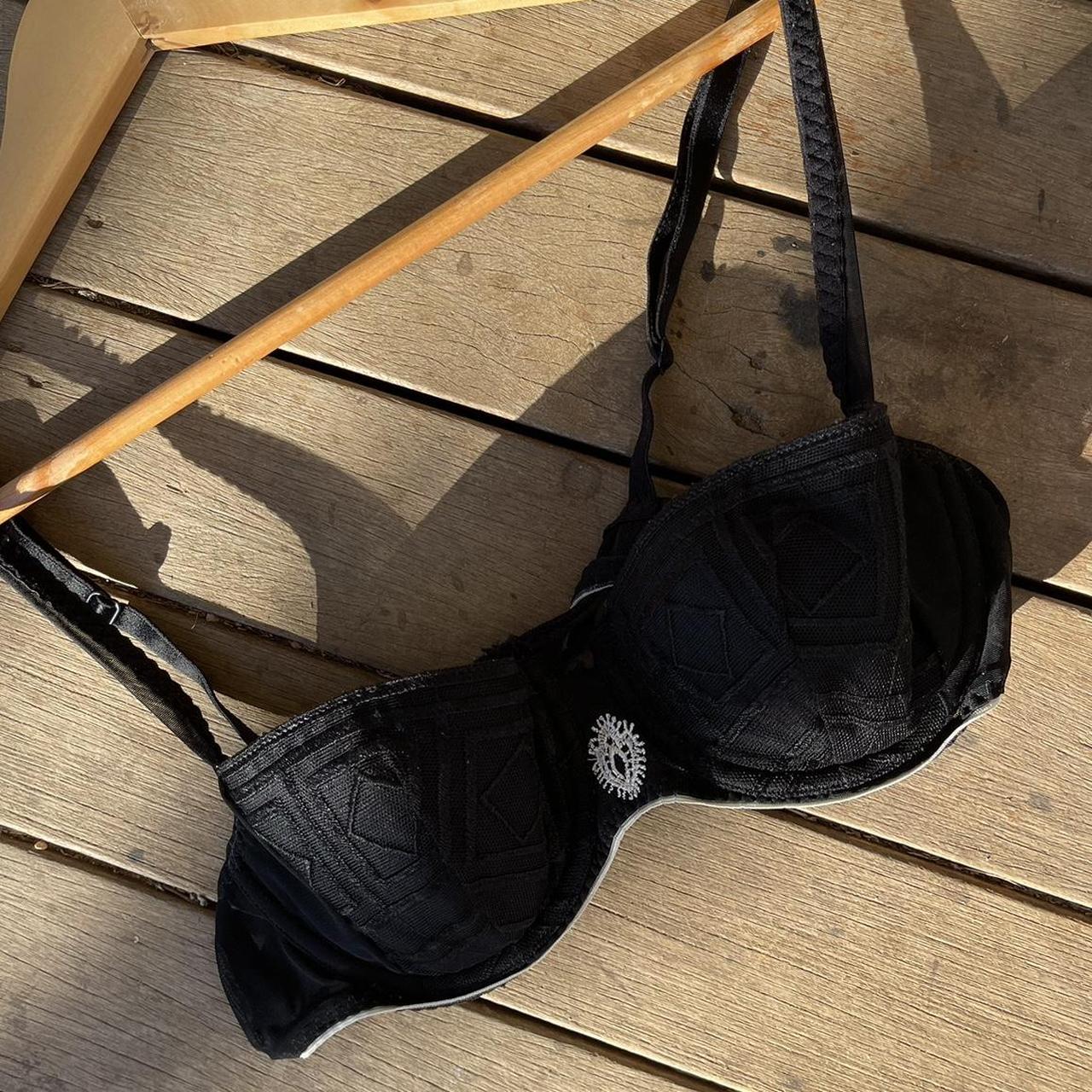 Vintage black bra size 10B - Depop
