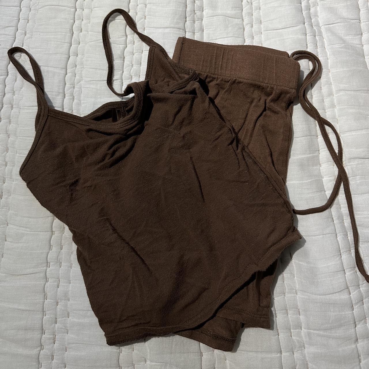 SKIMS brown pj set, super soft and comfy, obsessed... - Depop