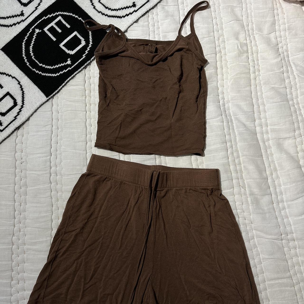 SKIMS brown pj set, super soft and comfy, obsessed... - Depop