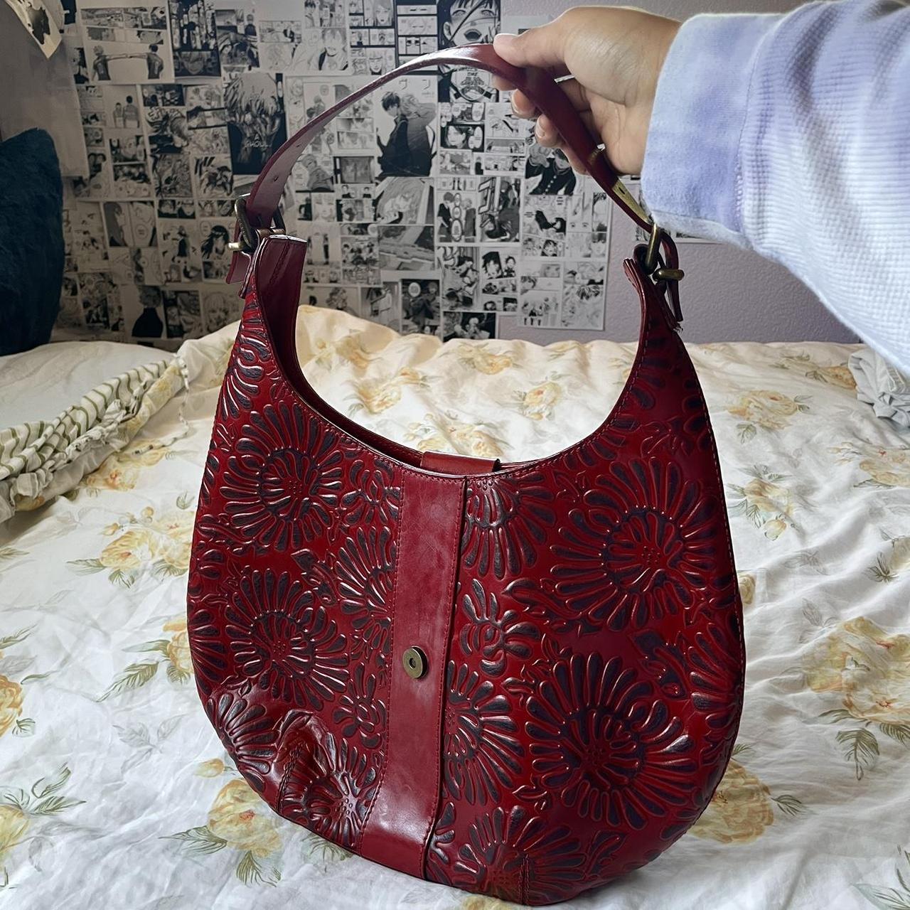 Authentic Vintage Fendi Embossed Red Leather Bag... - Depop