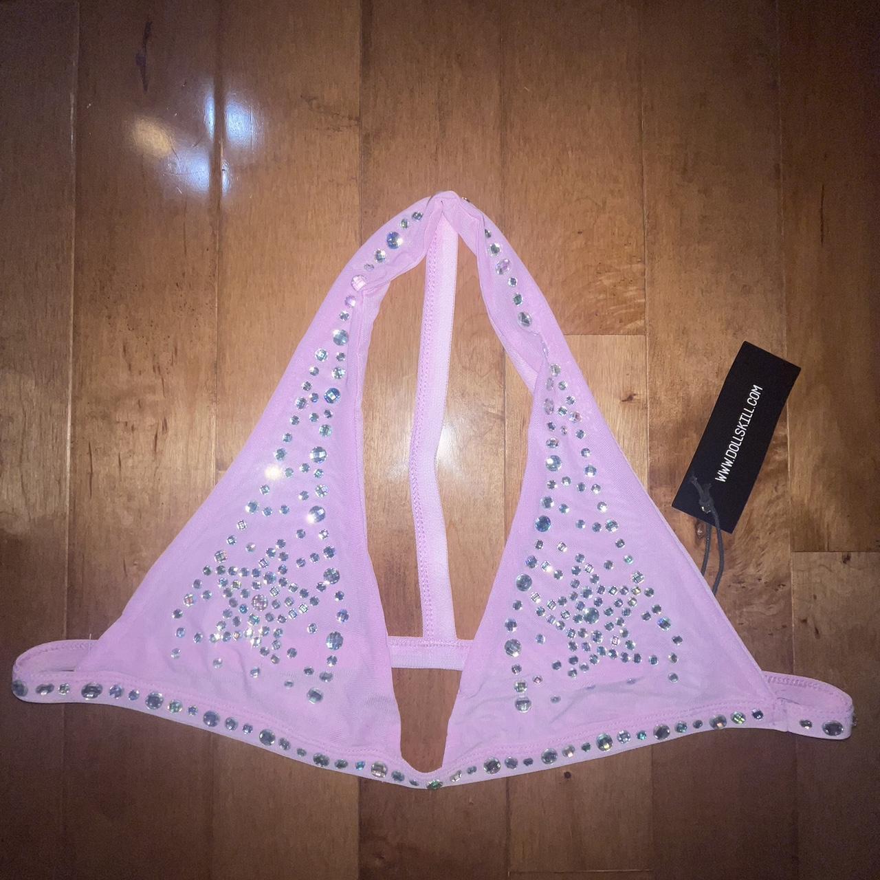 dollskill pink rhinestone bralette top - Depop