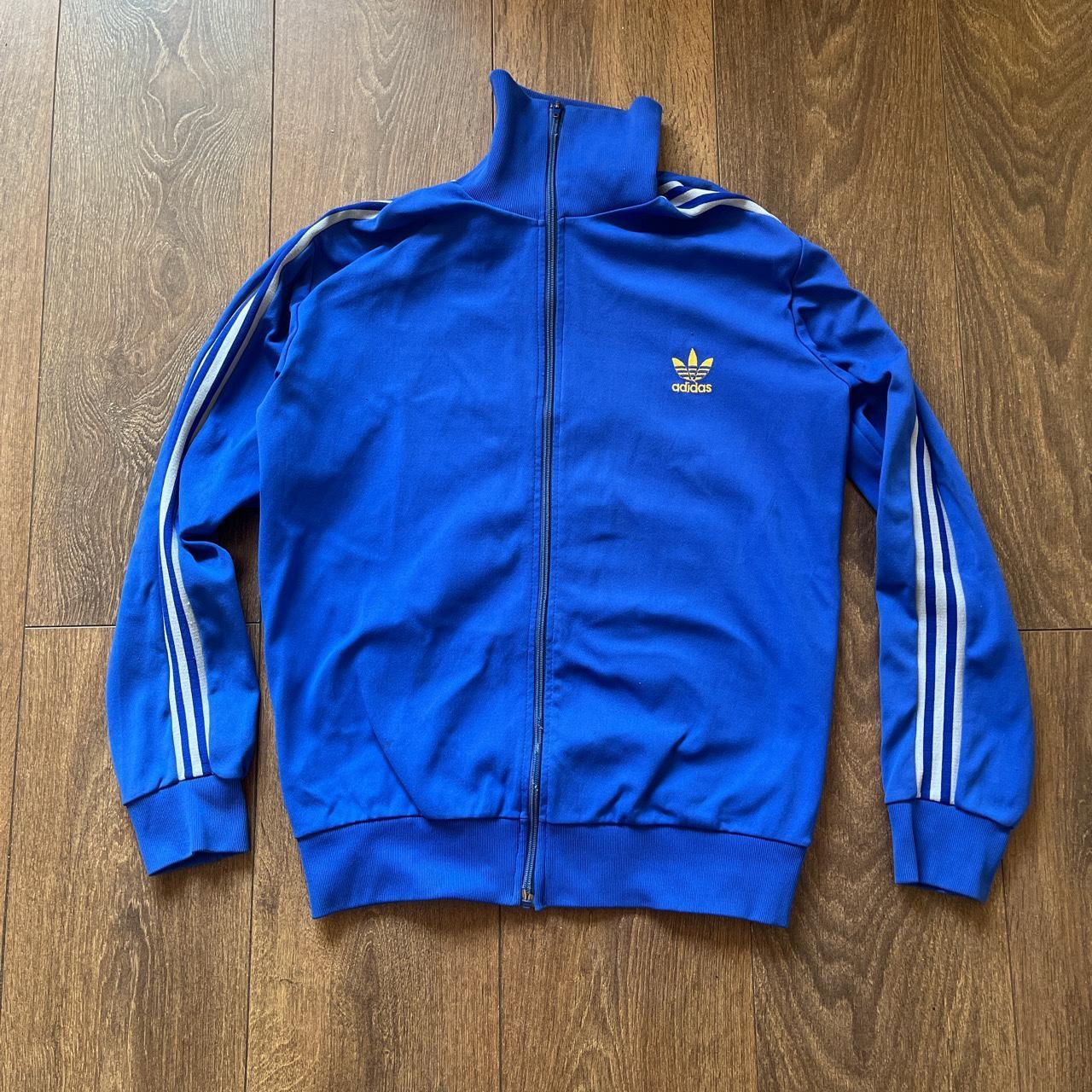 Vintage 80s ventex adidas track jacket in blue and... - Depop