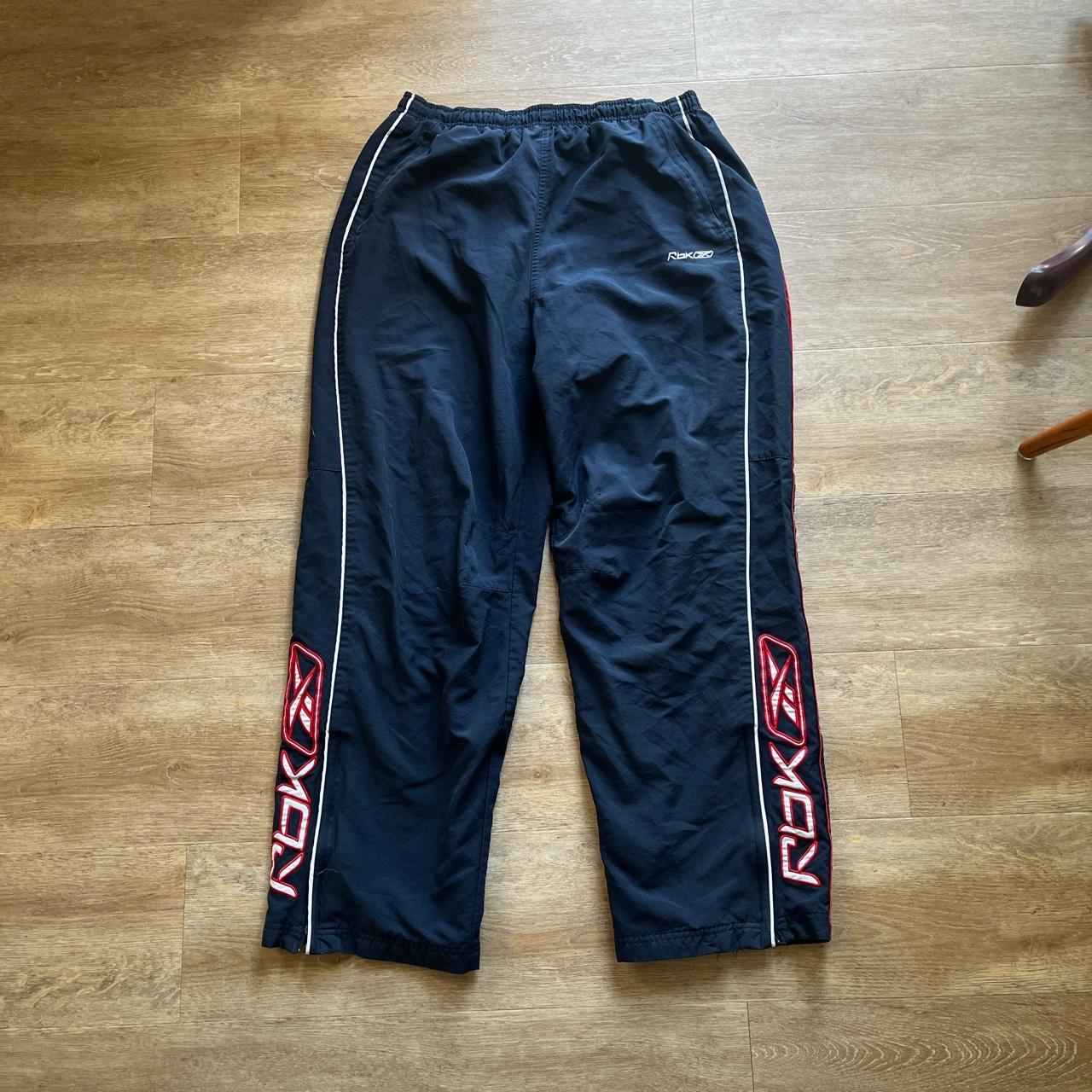 Vintage reebok embroidered tracksuit bottoms /... - Depop