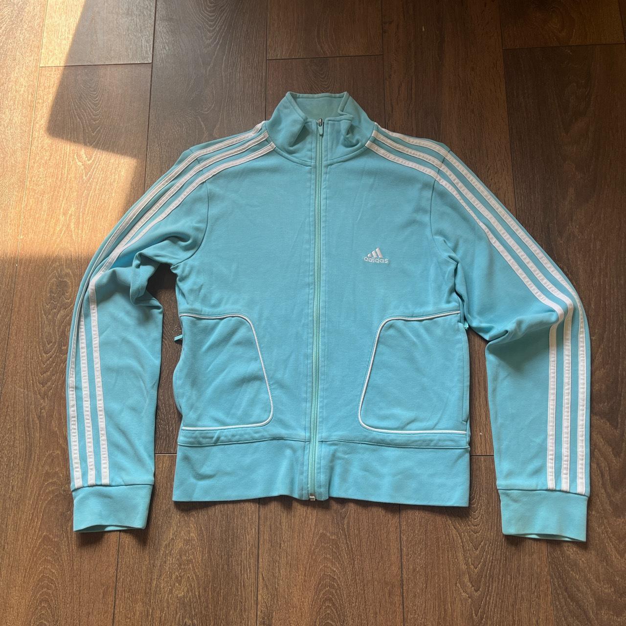 Vintage y2k adidas aqua blue / light blue track... - Depop