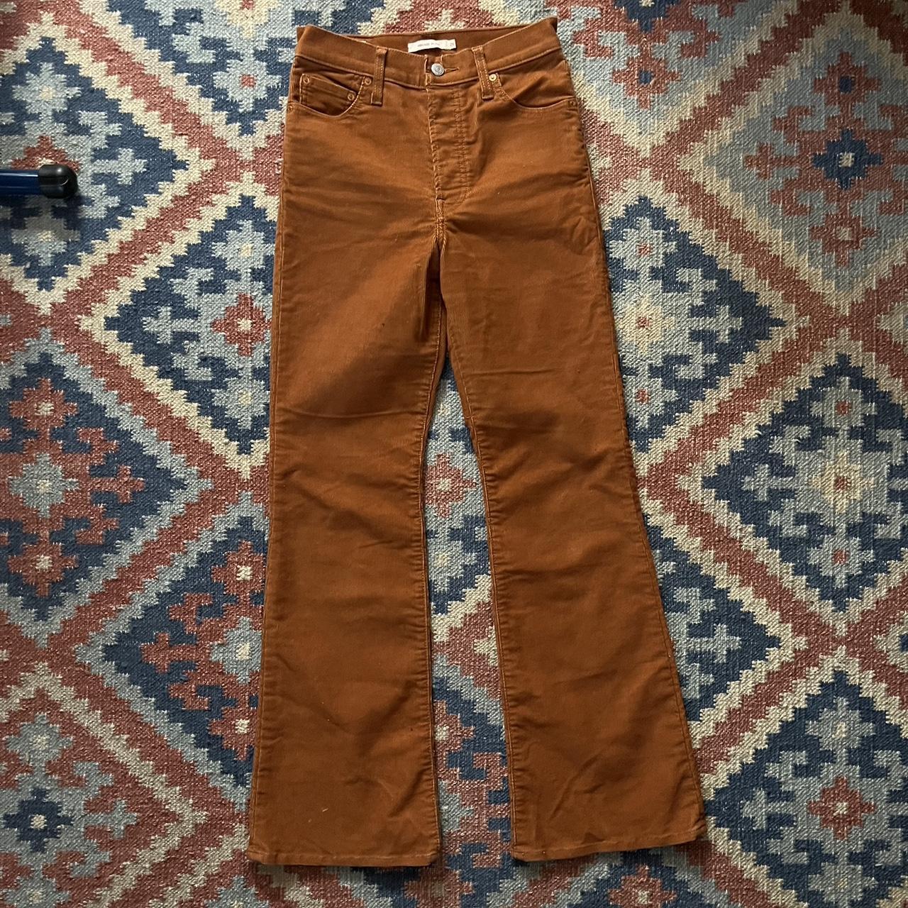 Burnt orange corduroy Levi ribcage flare pants size... - Depop