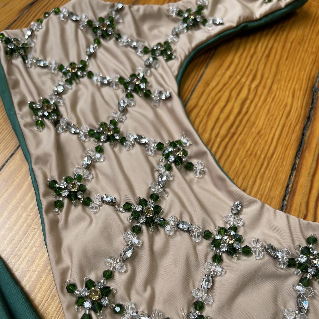 Taupe bedazzled Oceanus Swimsuit with emerald color... - Depop