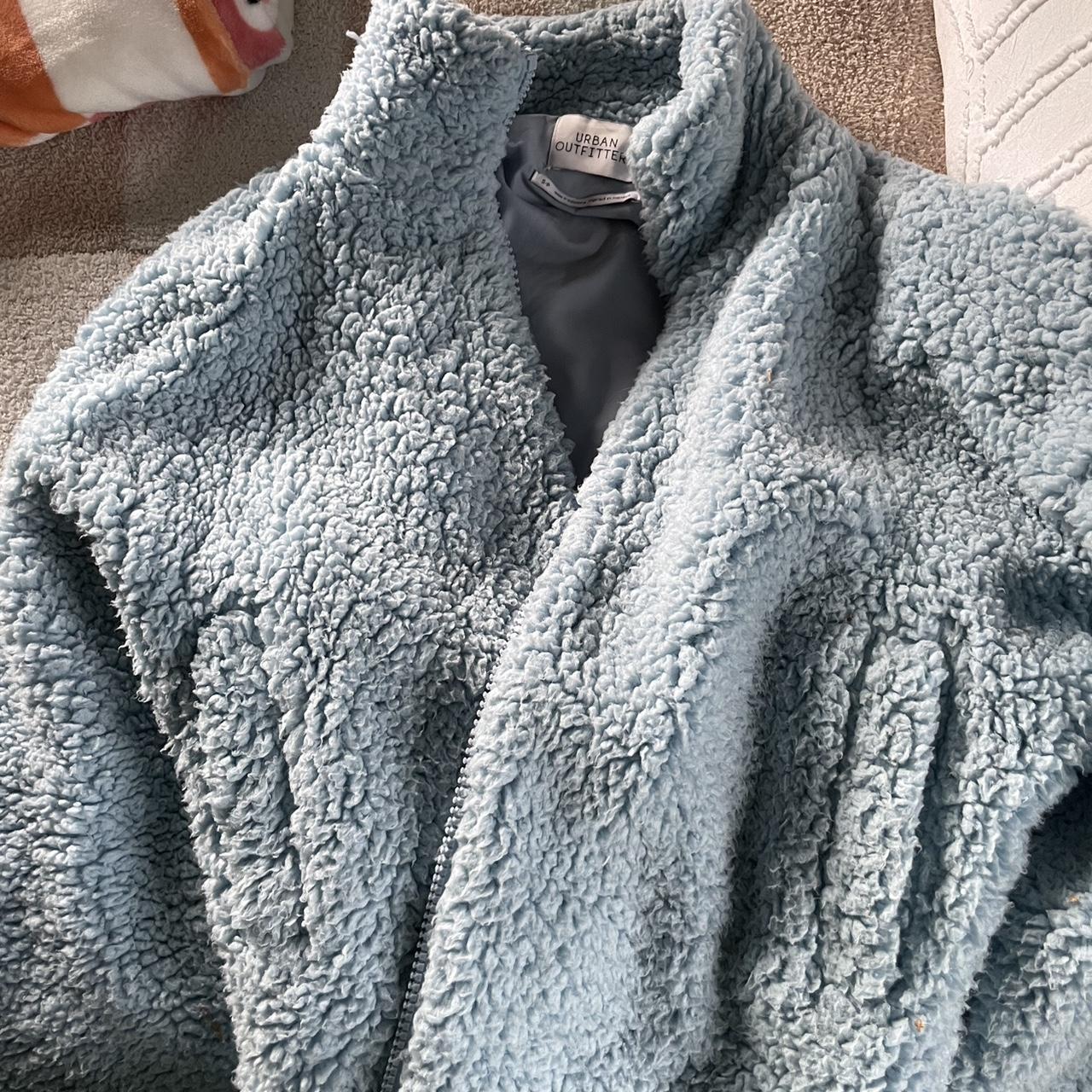 Urban Outfitters blue teddy coat! So soft and fuzzy.... - Depop