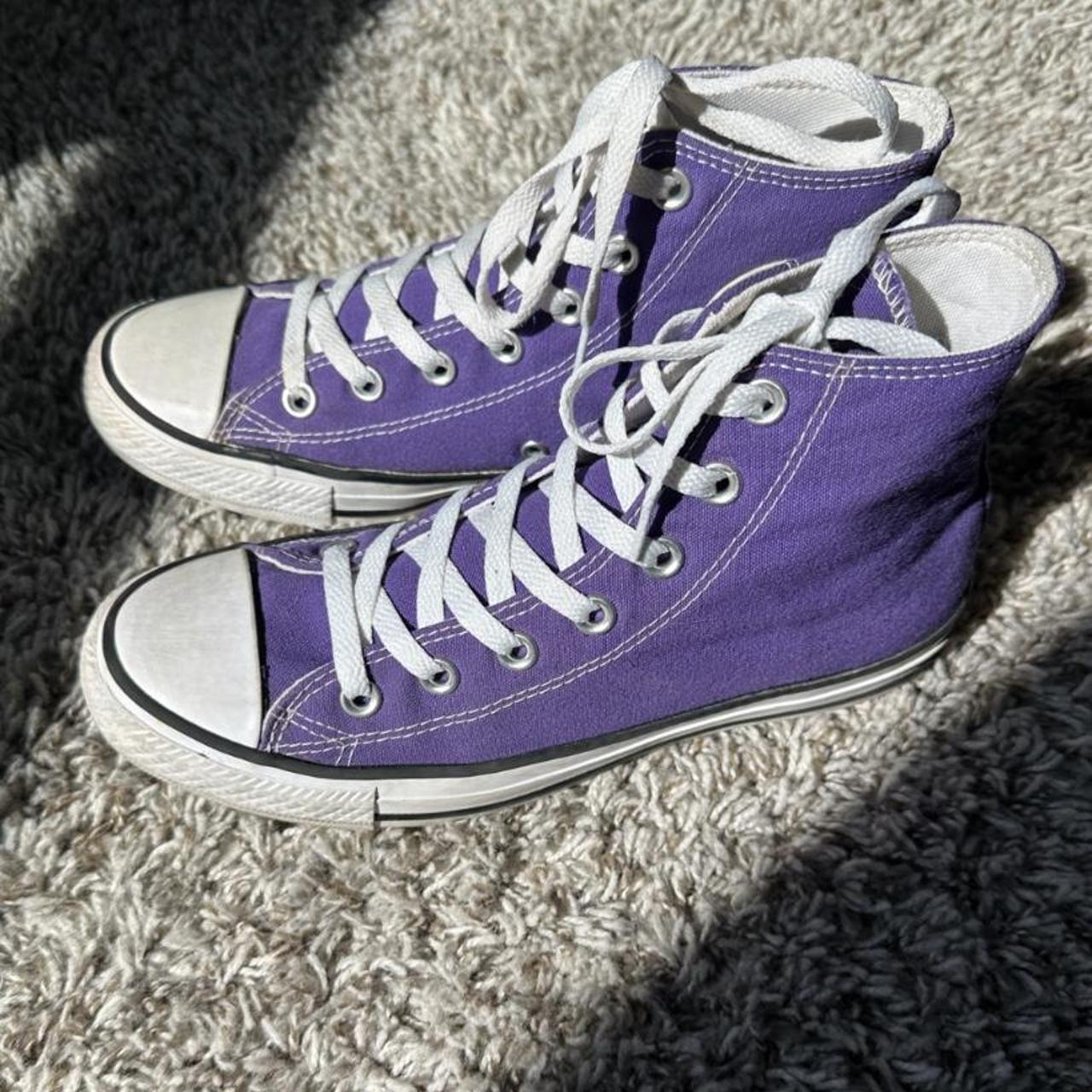 purple high top converse ~ a few scuffs on the... - Depop