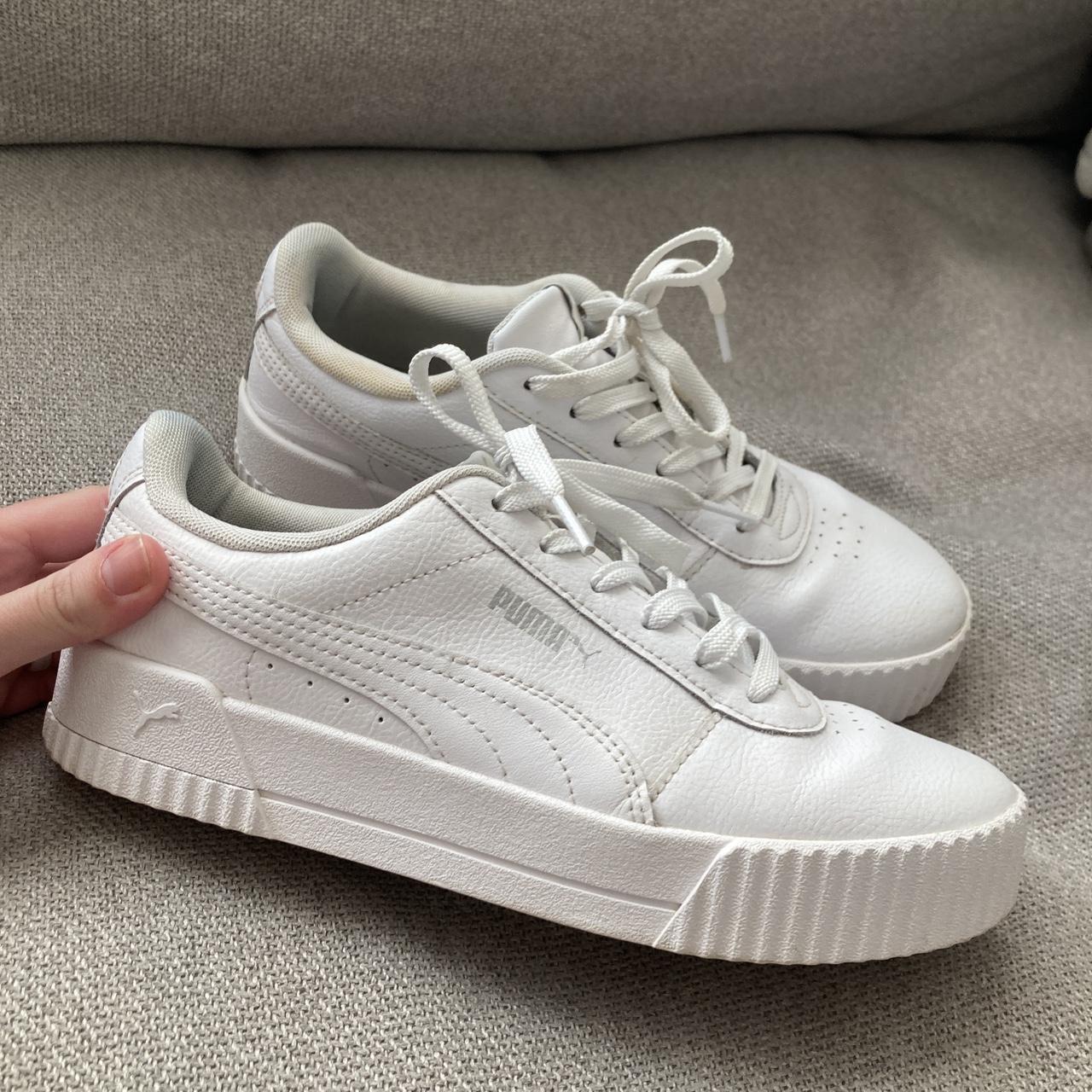 Puma Carina Casual White Tennis Shoes Womens Size 8 - Depop