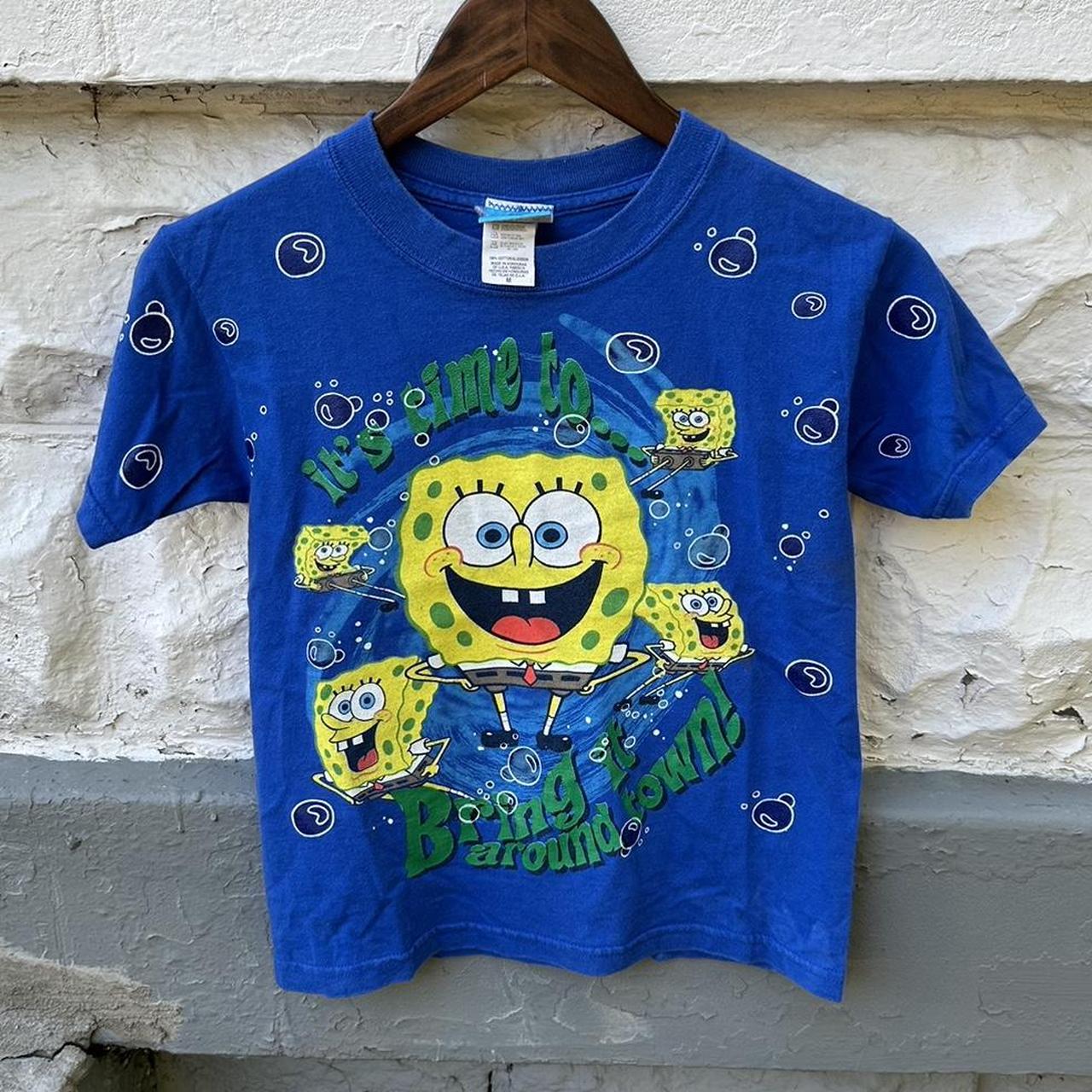 Vintage SpongeBob Youth Shirt Youth M, small stain... - Depop