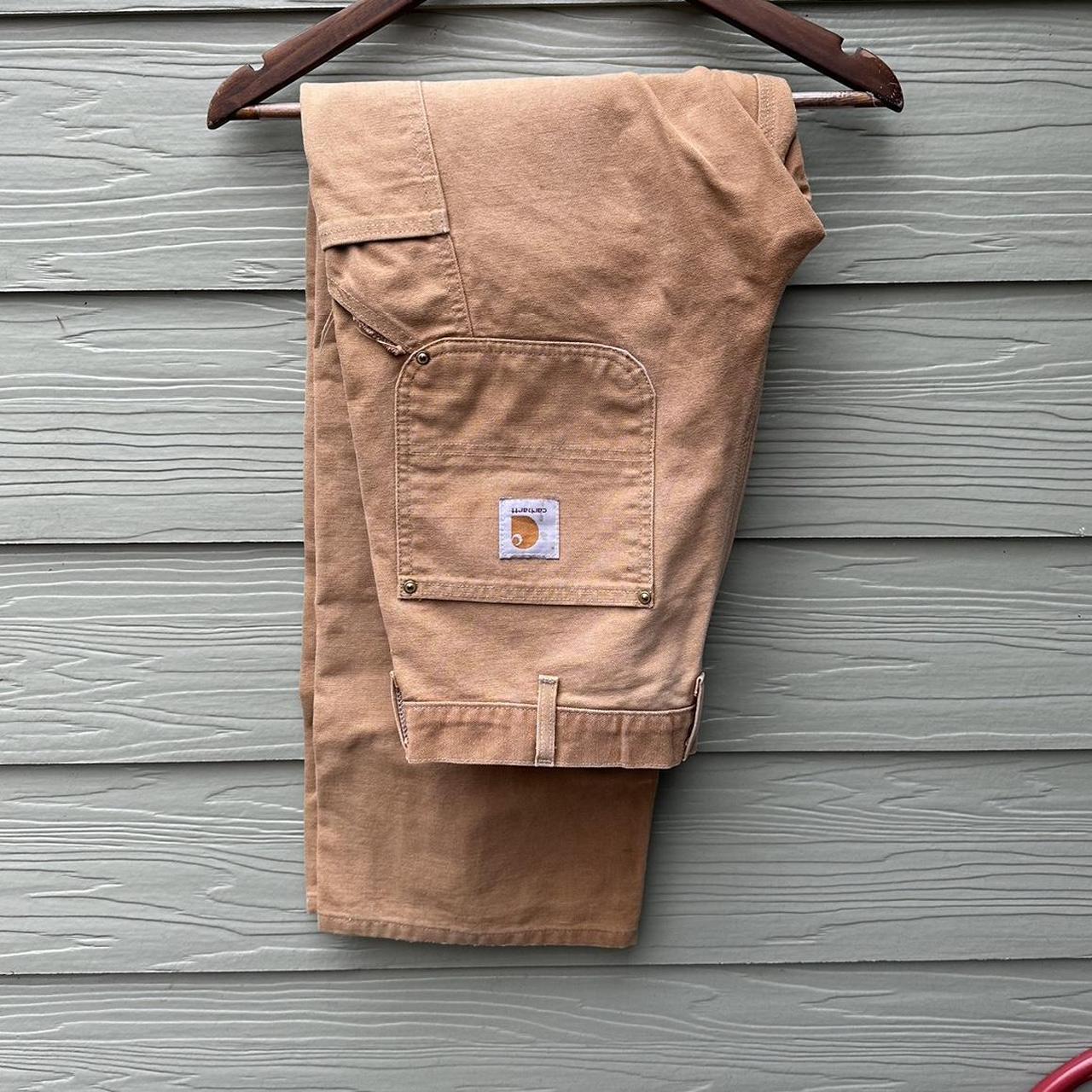 Vintage Carhartt Double Knees Tan Pants 36 x 32,... - Depop