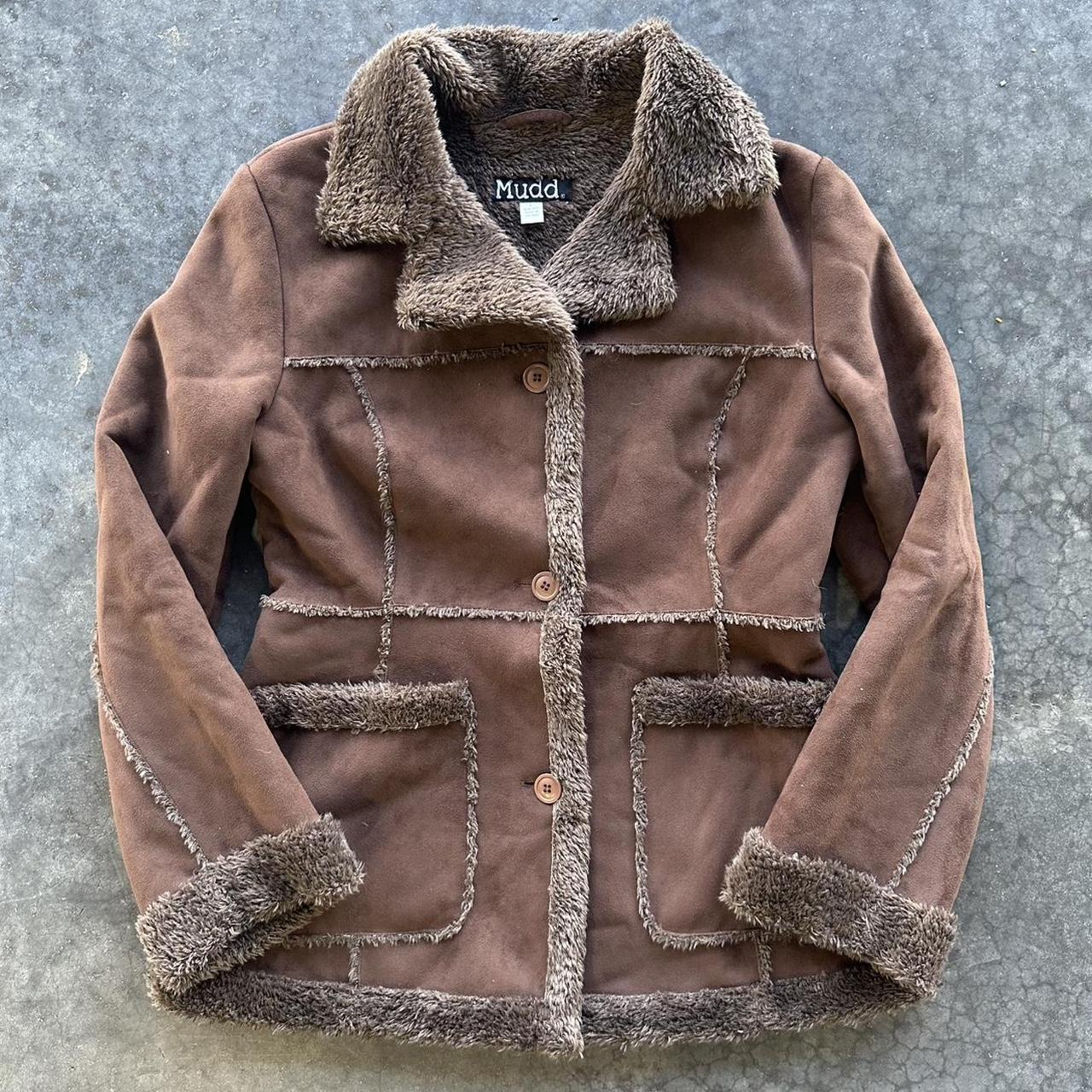 Y2K Mudd Faux Fur Lined Brown Coat | Depop