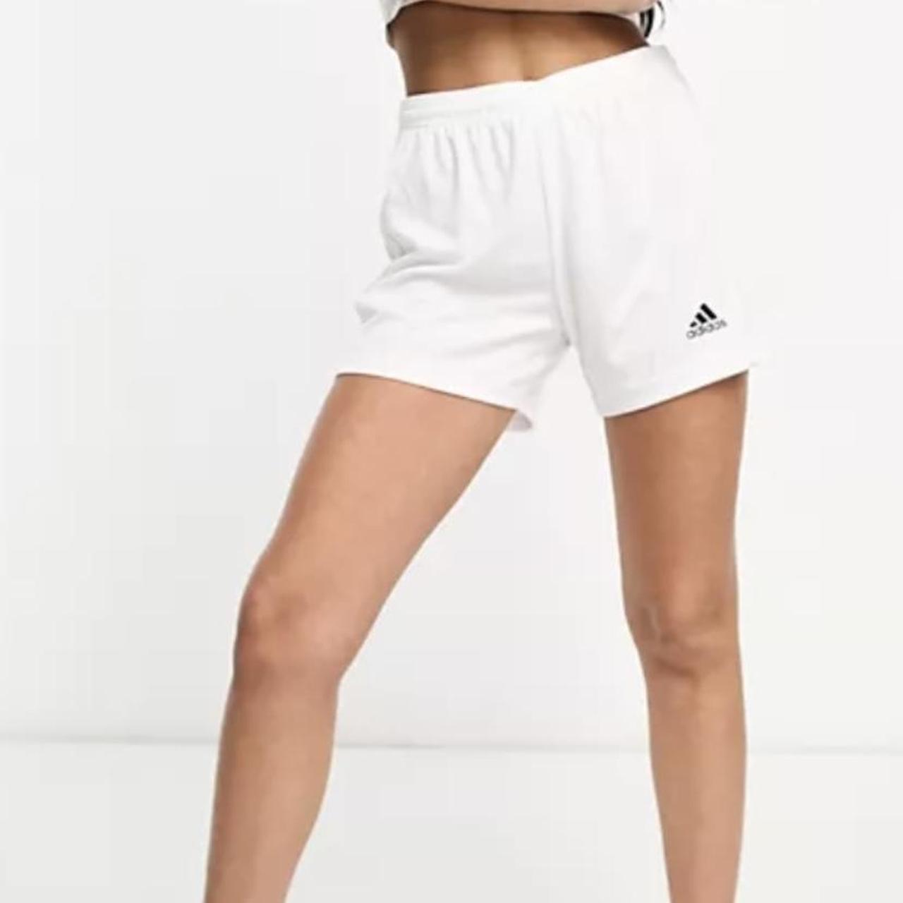 White Adidas football shorts Size M Regular rise... - Depop