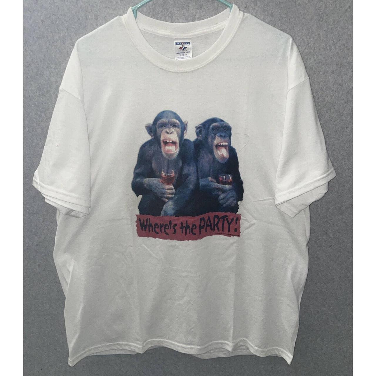 Vintage Y2K Monkey Humor Where’s The Party T Shirt... - Depop
