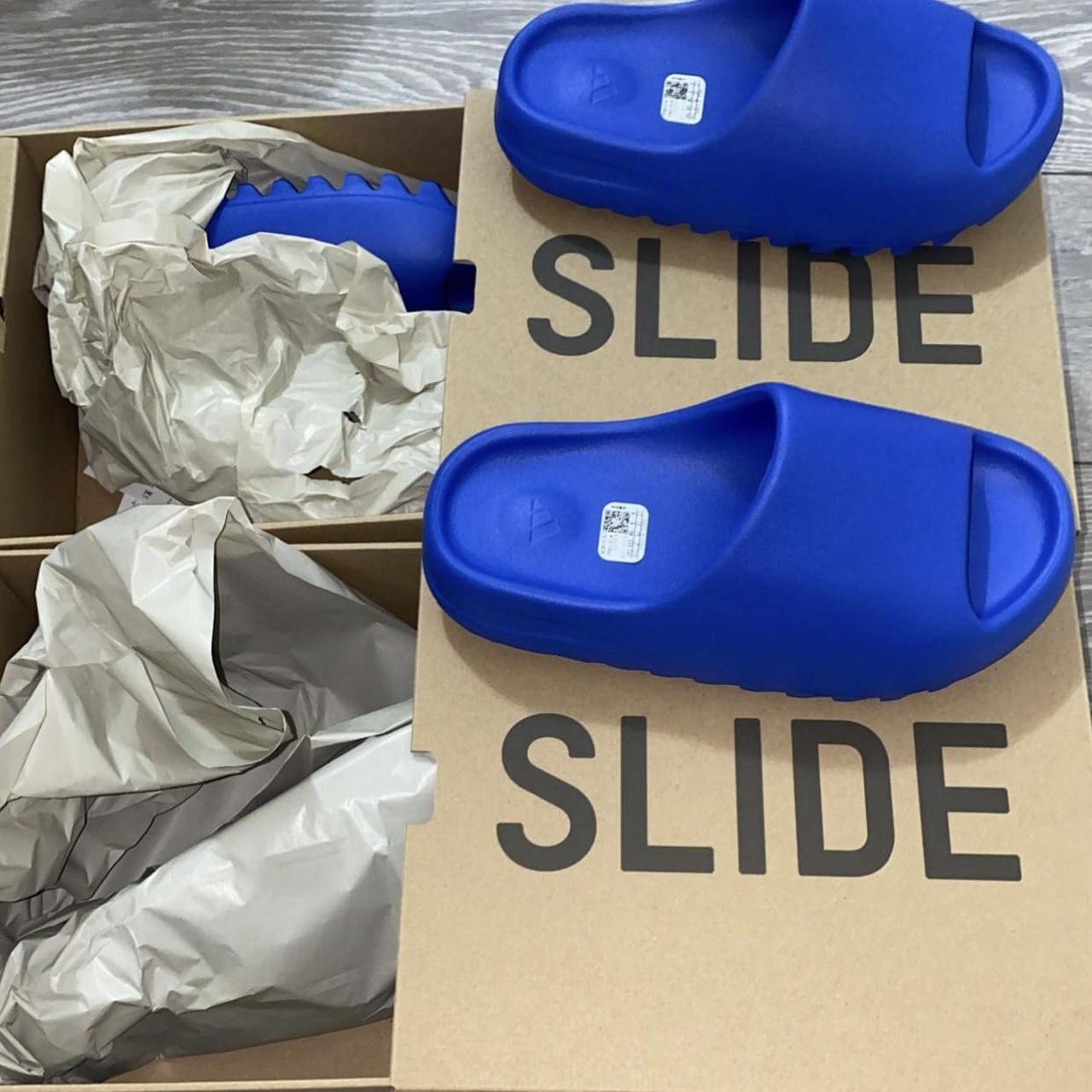 YEEZY SLIDES AZURE Brand New 100% Authentic With... - Depop