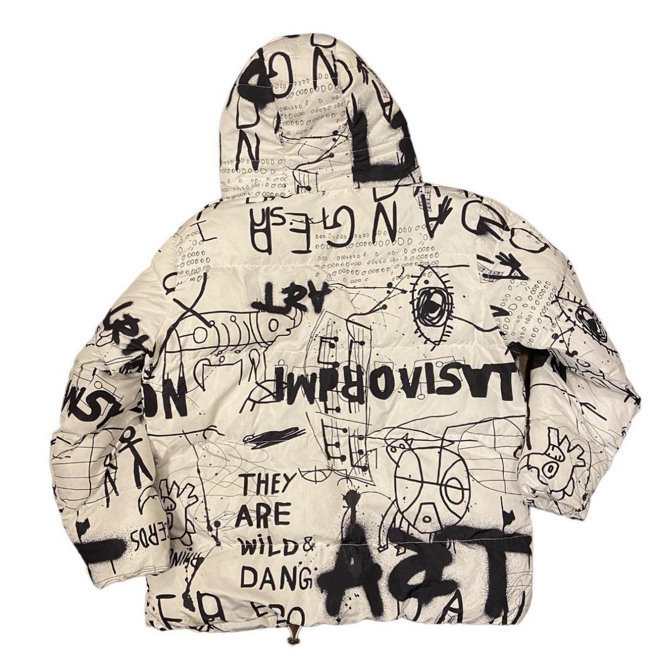 Adika white graffiti puffer ☆size: small - Depop