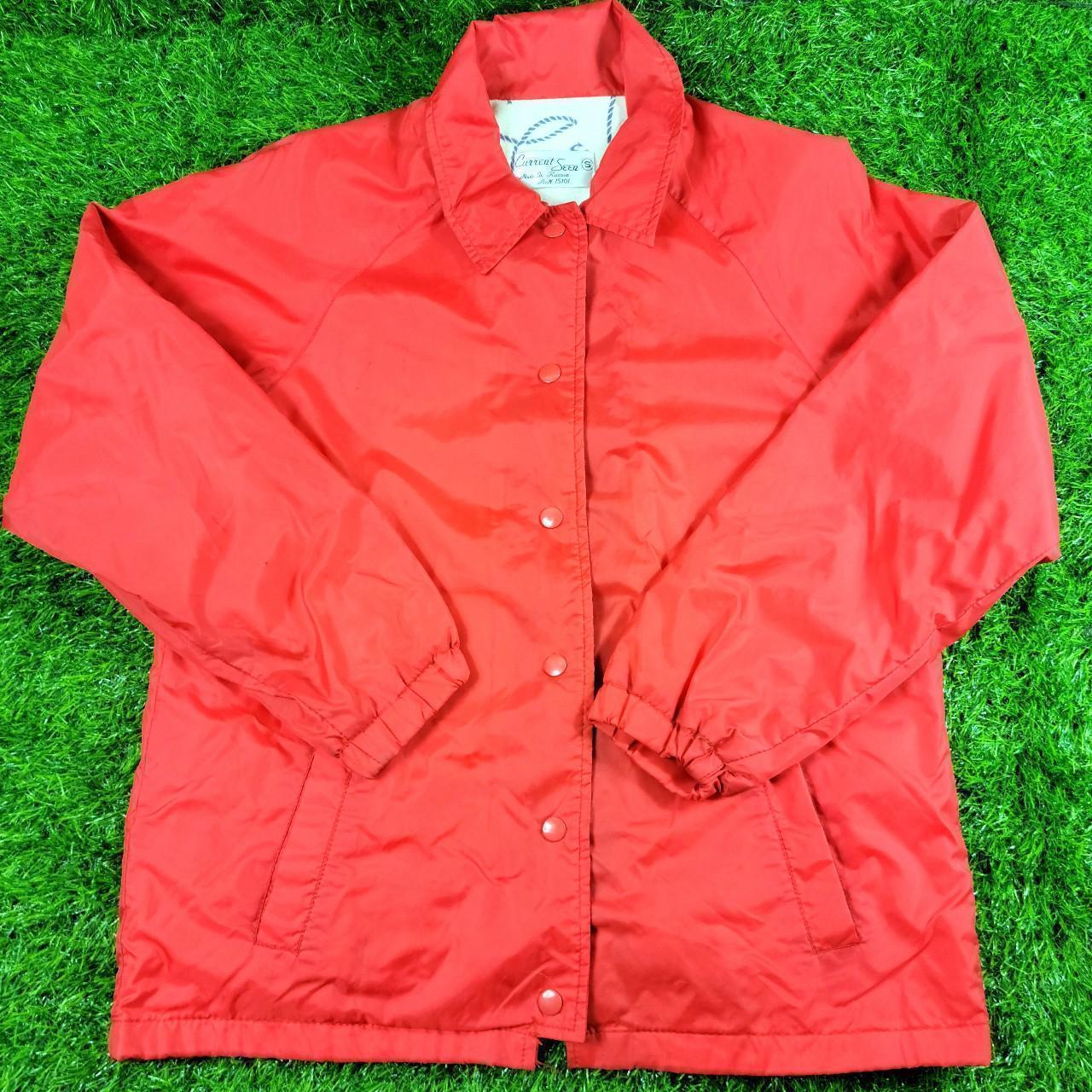 Vintage Bright Red Satin Jacket. Cool winter design... - Depop