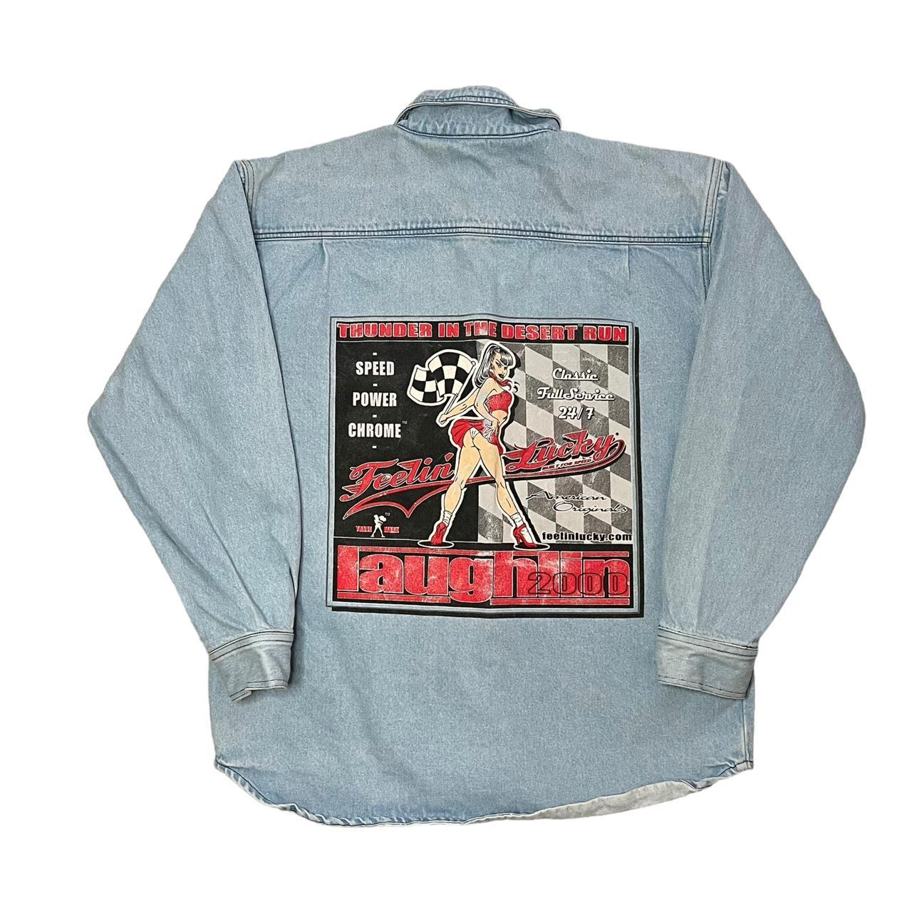 Vintage Denim Racing Jacket - Good... - Depop