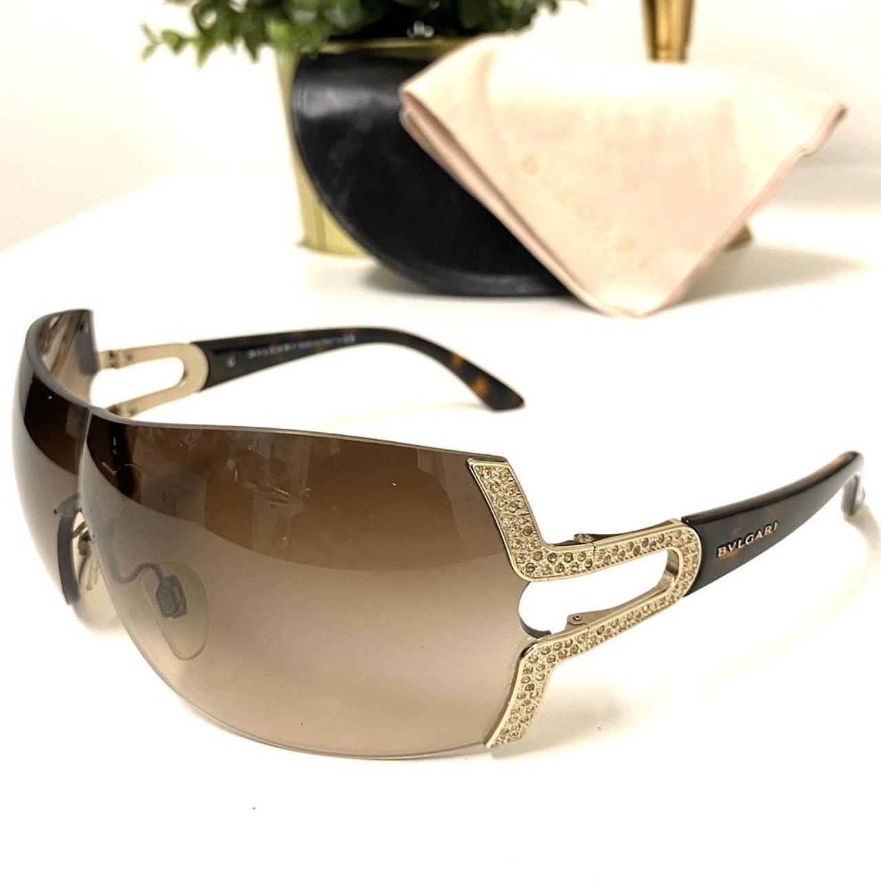 Authentic Bvlgari Y2K 6038-B Diamanté Gems Oversized... - Depop