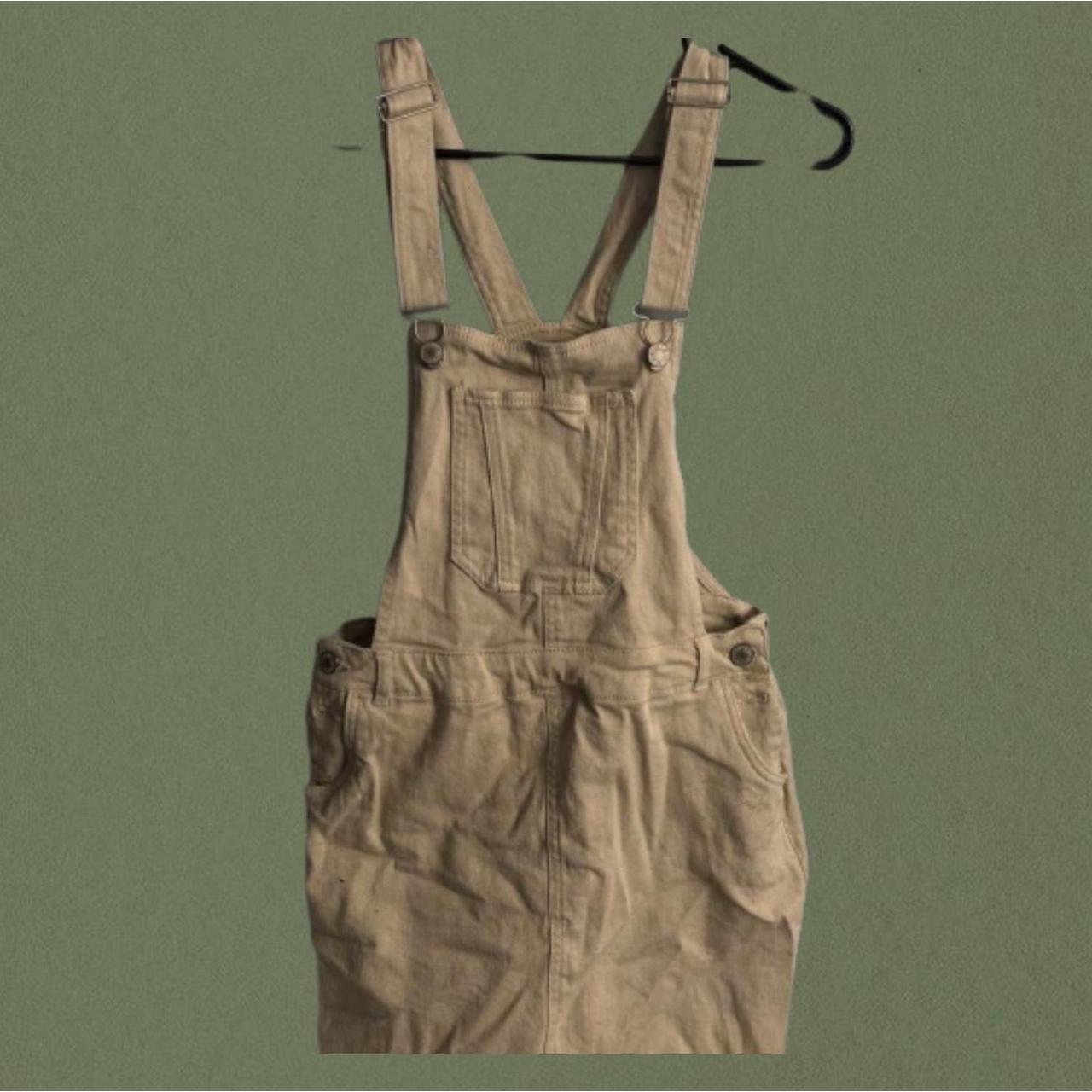 Love Tree Denim Tan short Overalls condition;... - Depop