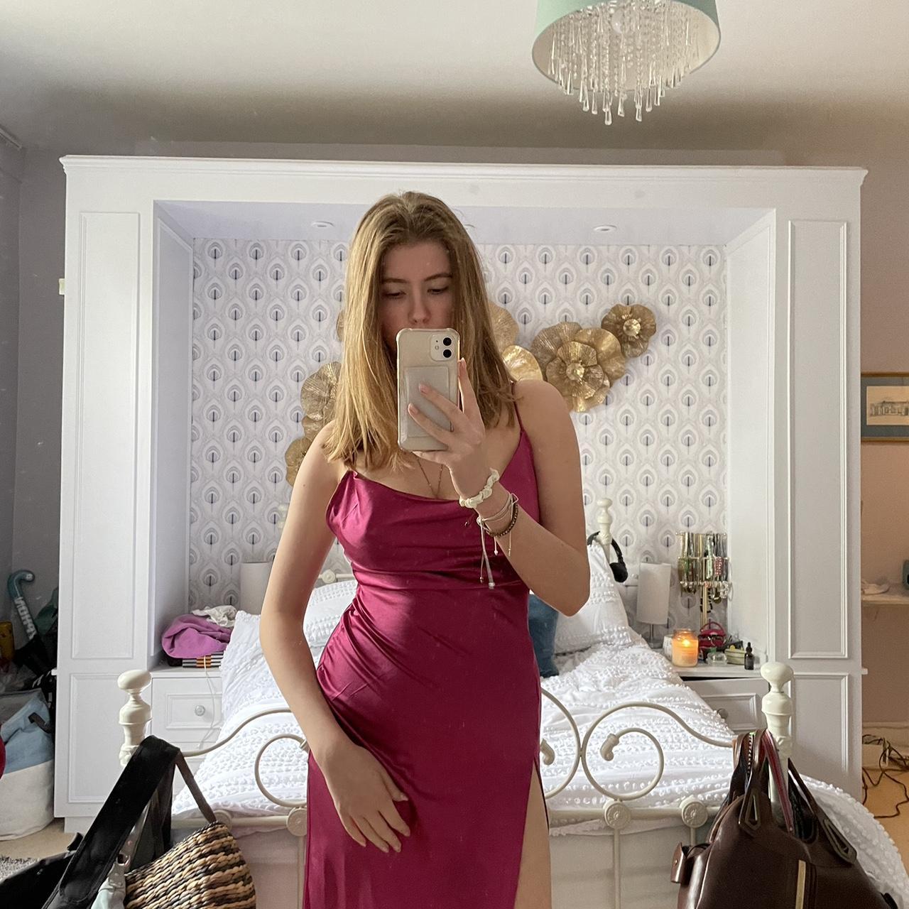 Princess Polly pink maxi dress with slit in size S... - Depop