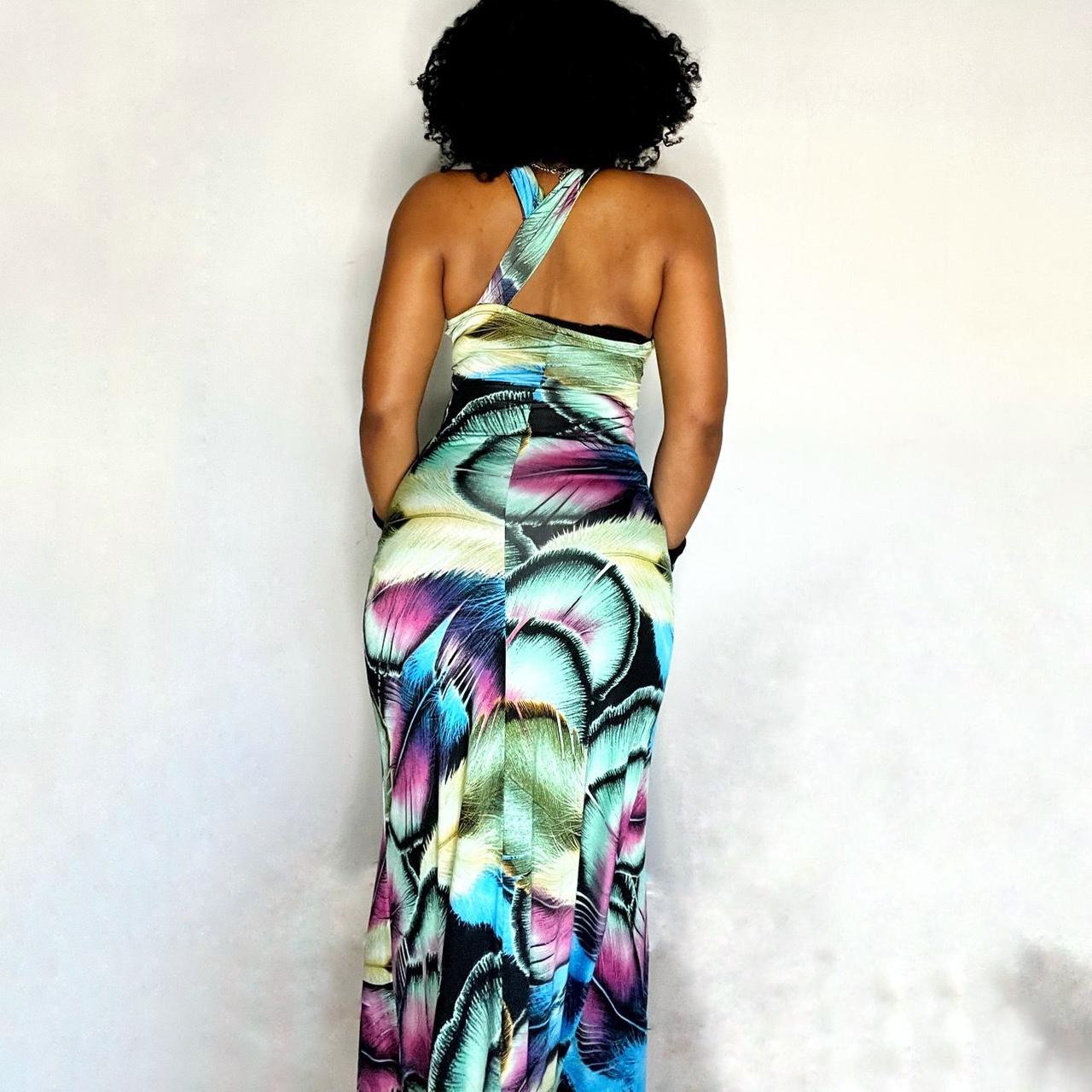 Cache Women's Blue and Purple Dress | Depop