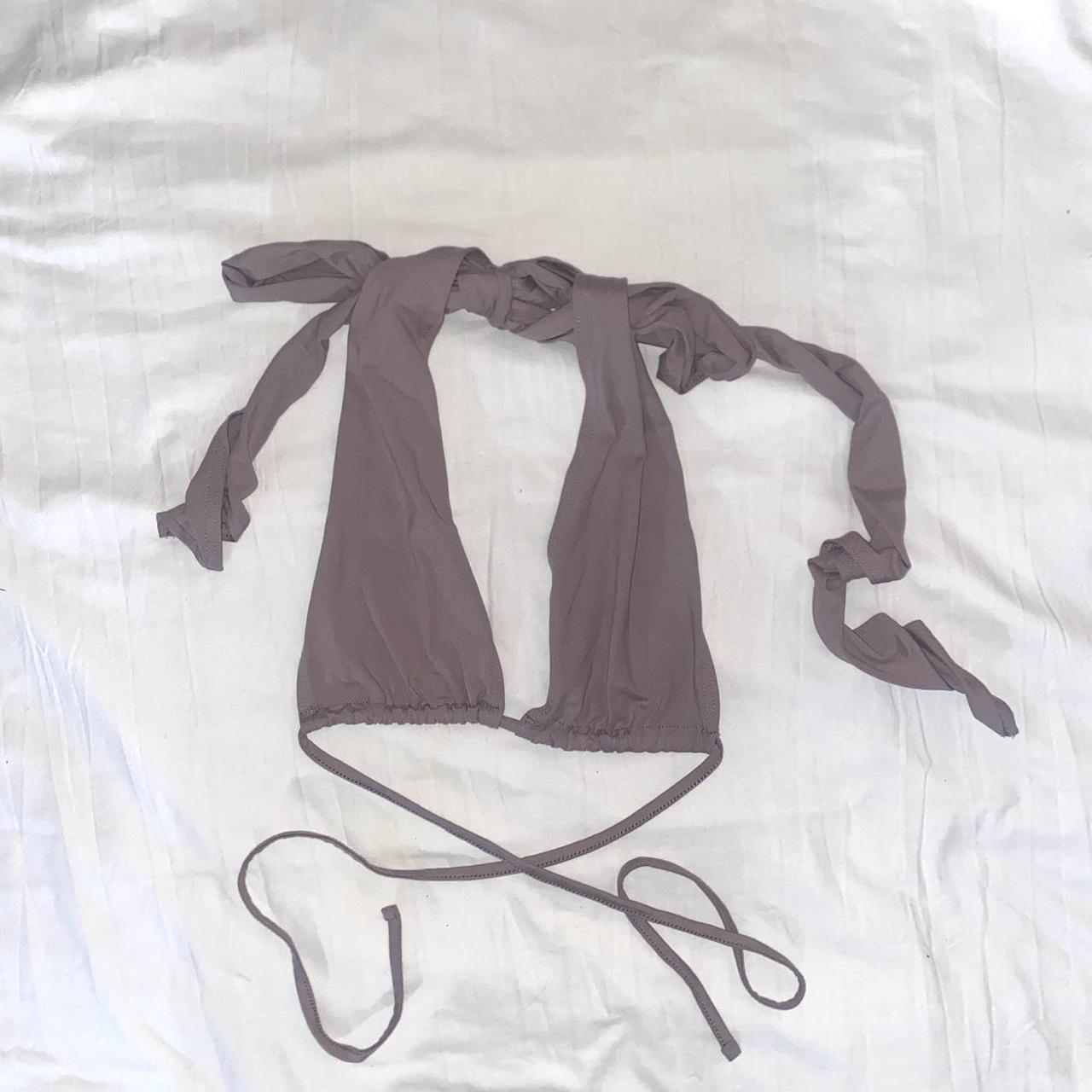 mauve criss cross tie top details: dusty purple... - Depop