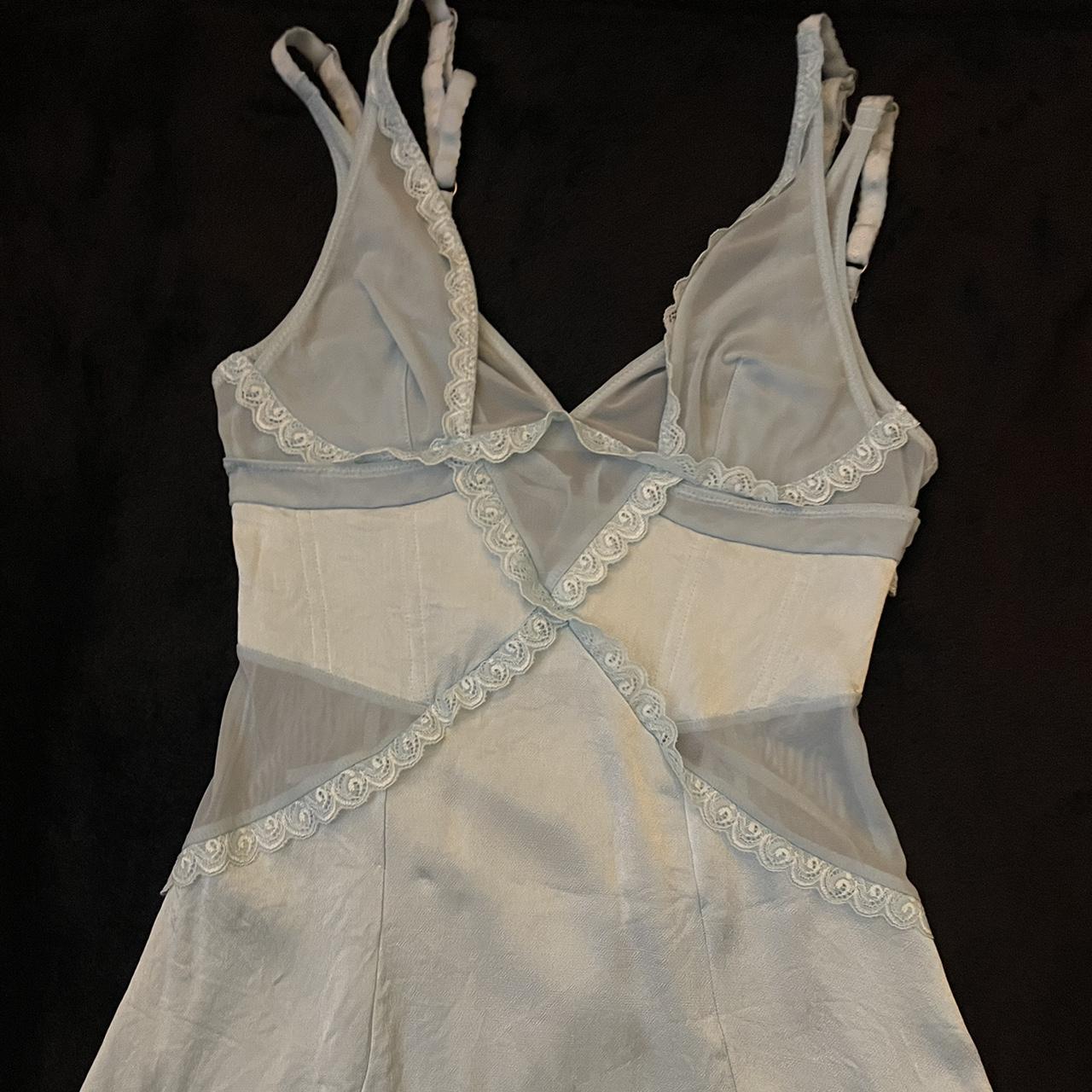 periwinkle blue mini dress. mesh and satin. can be... - Depop