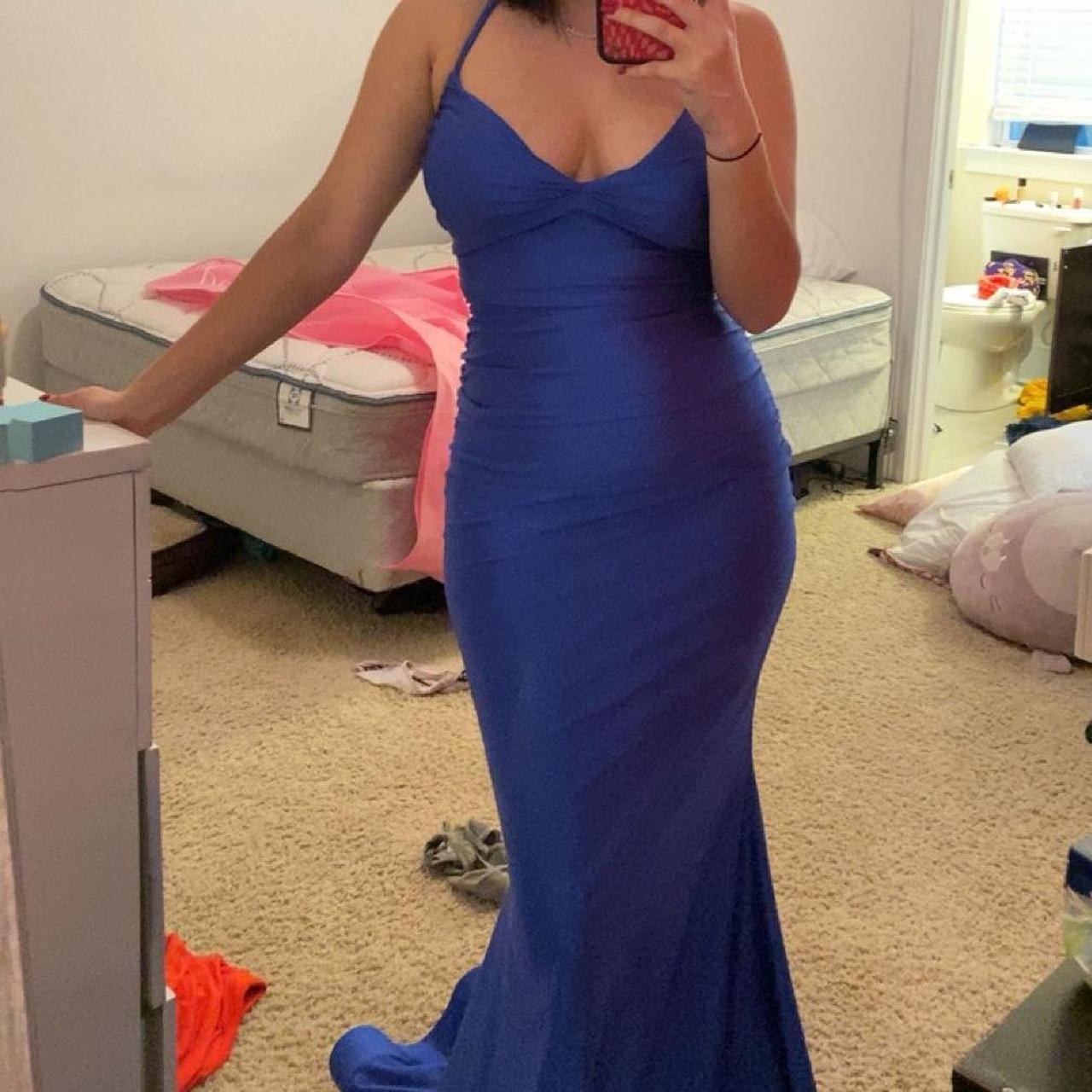Bright blue prom dress. Perfect condition, worn... - Depop